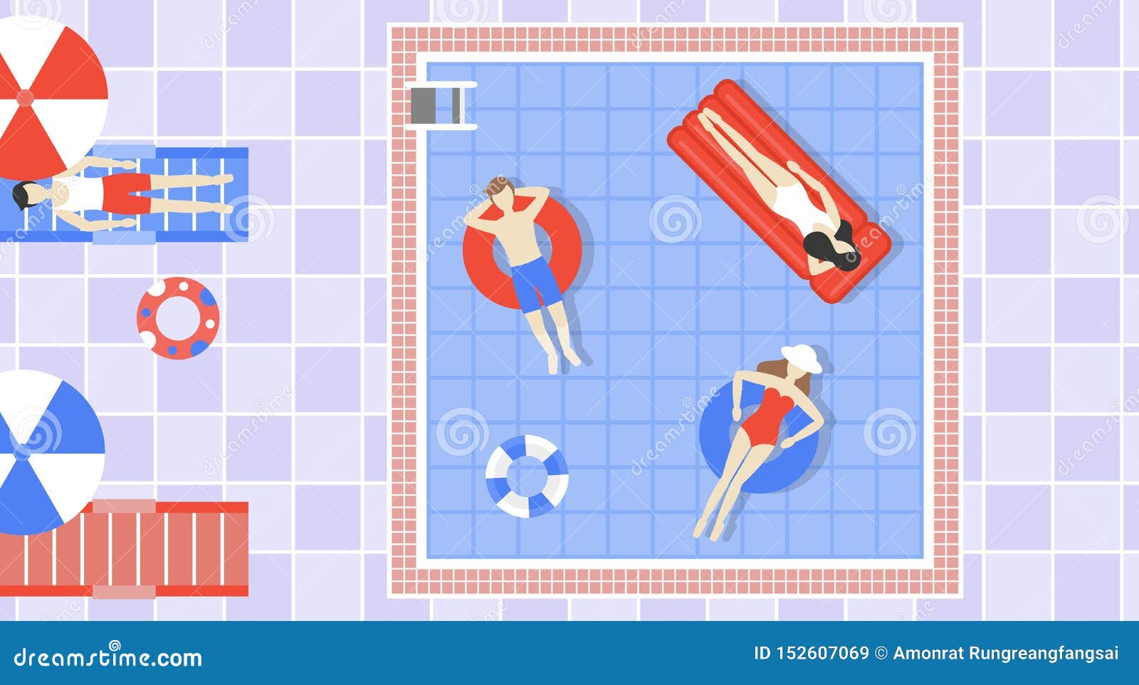 Summer Holiday, Top View Swimming Pool Vector Stock Vector ...