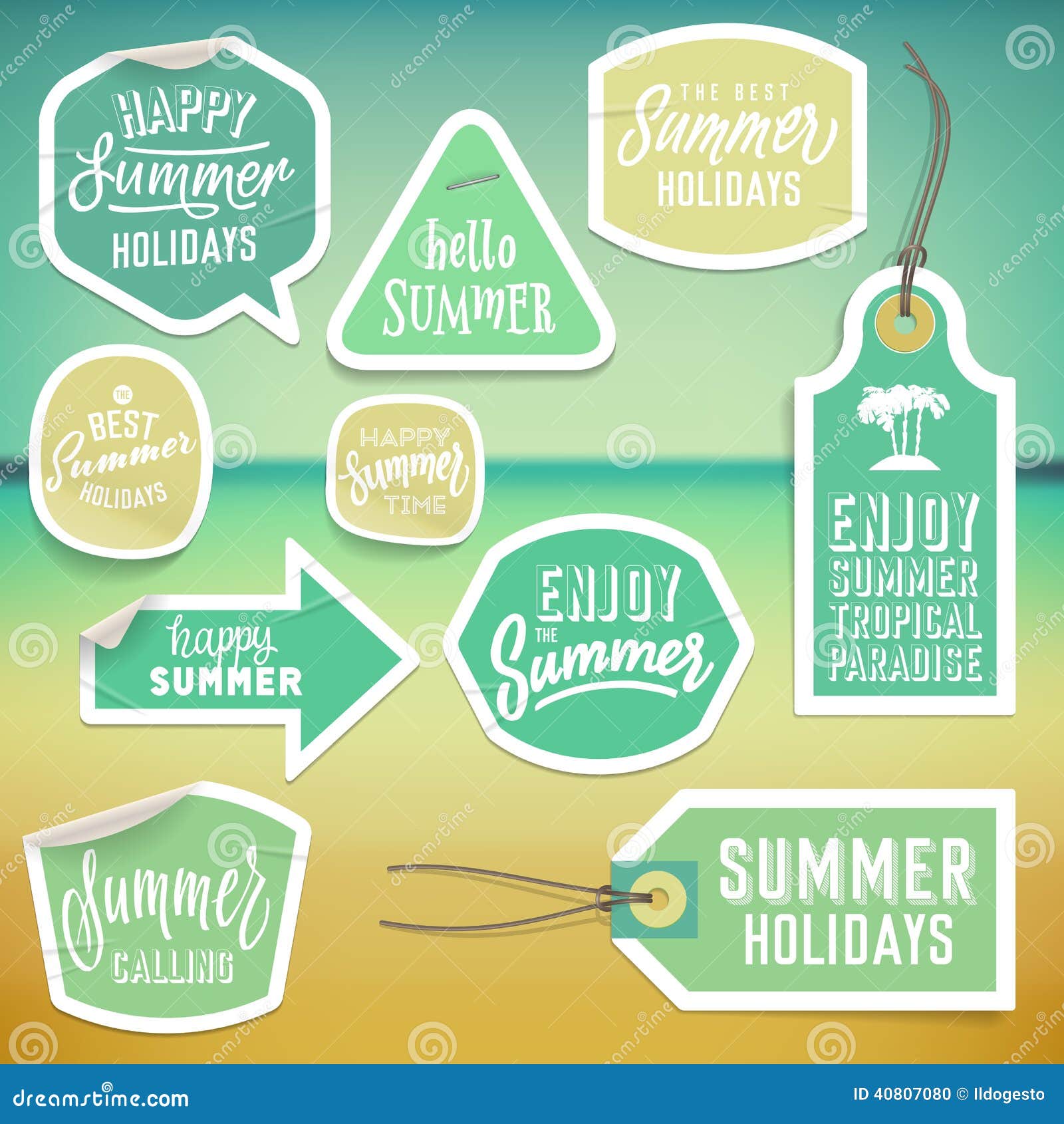 Summer Holiday Vacation Stickers and Labels Stock Vector - Illustration ...