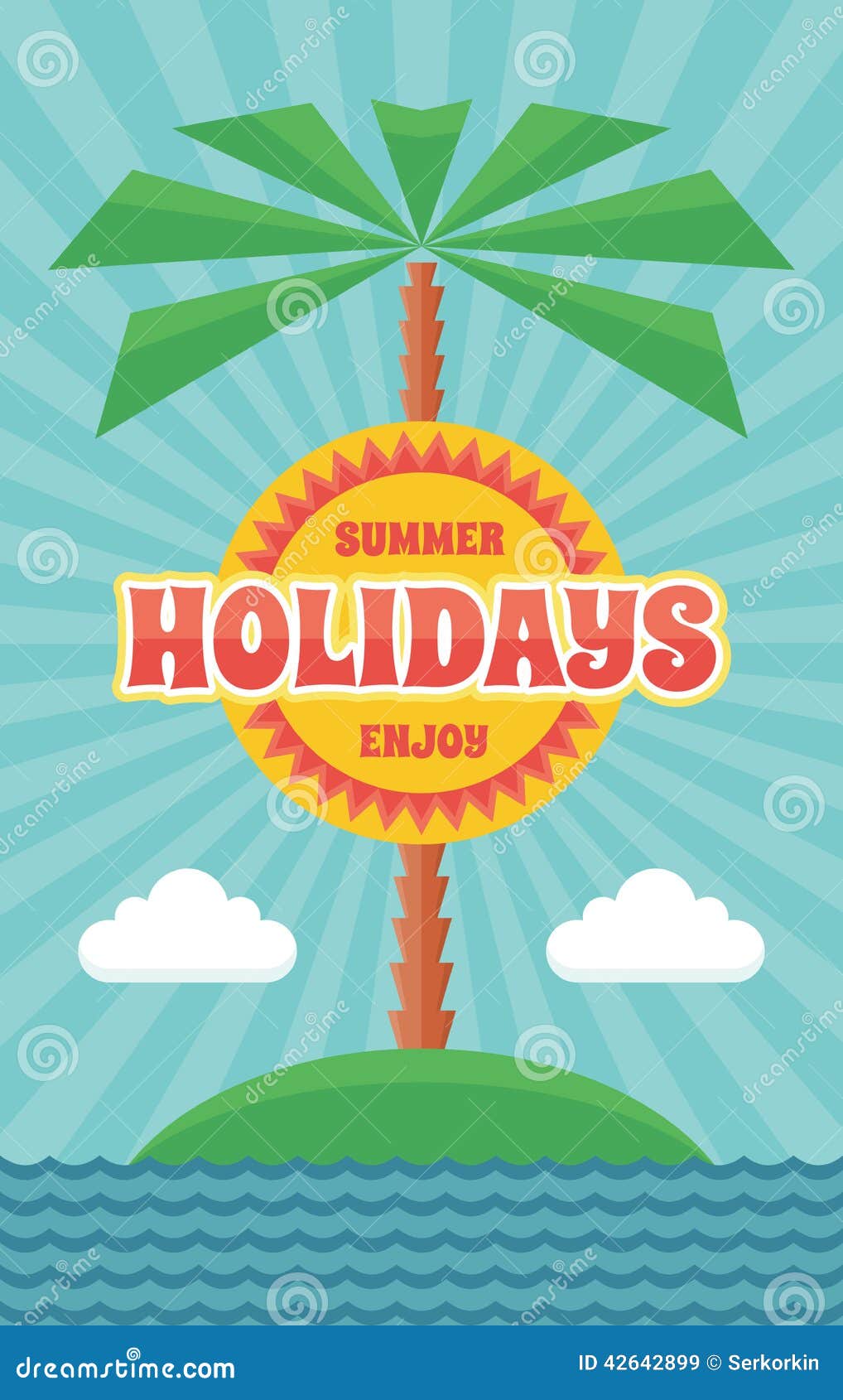 Summer Holiday - Vintage Retro Vector Poster in Flat Design Style Stock ...