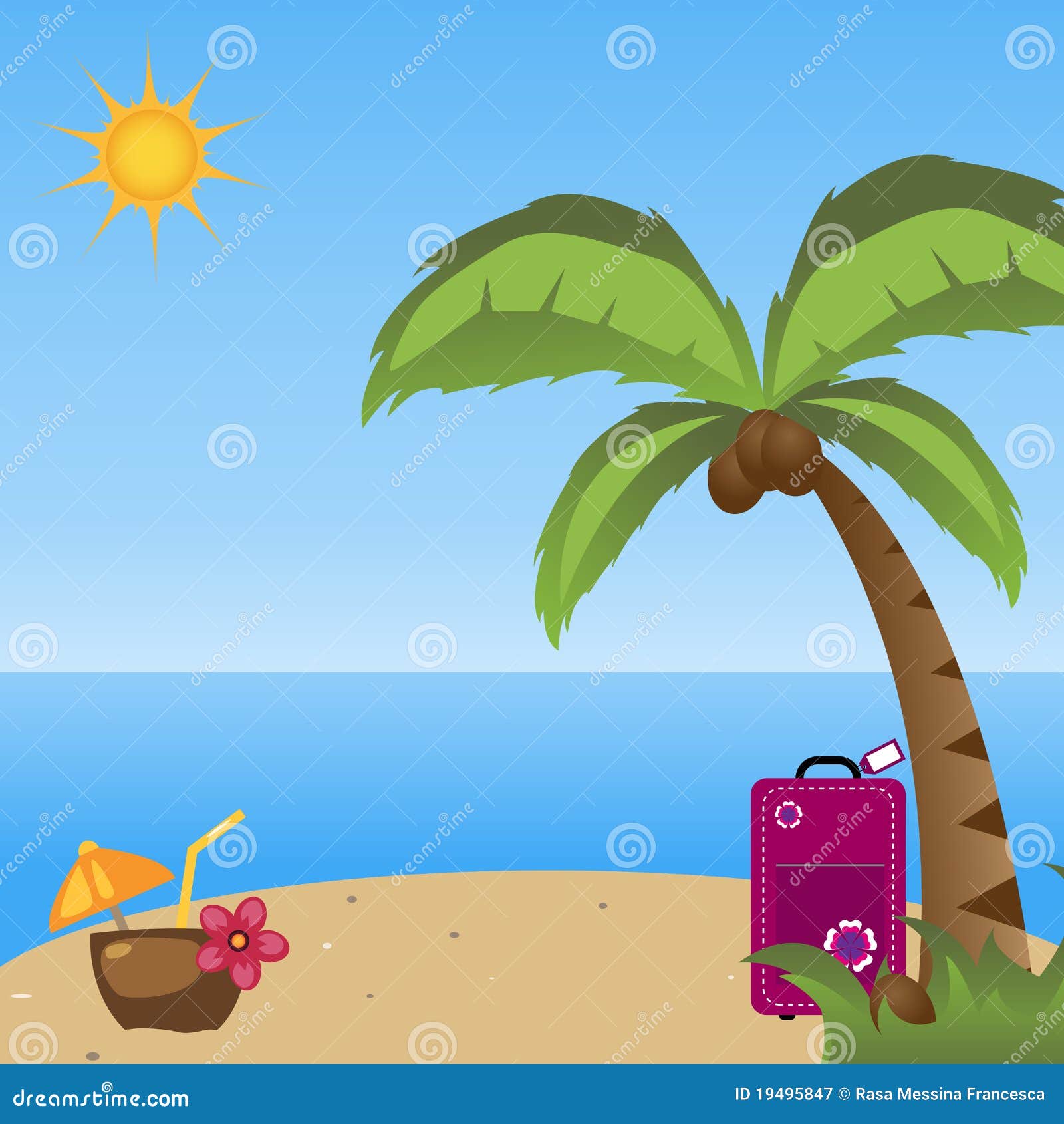 Summer Holidays Sunbathing On A Tropical Beach Cartoon Vector ...