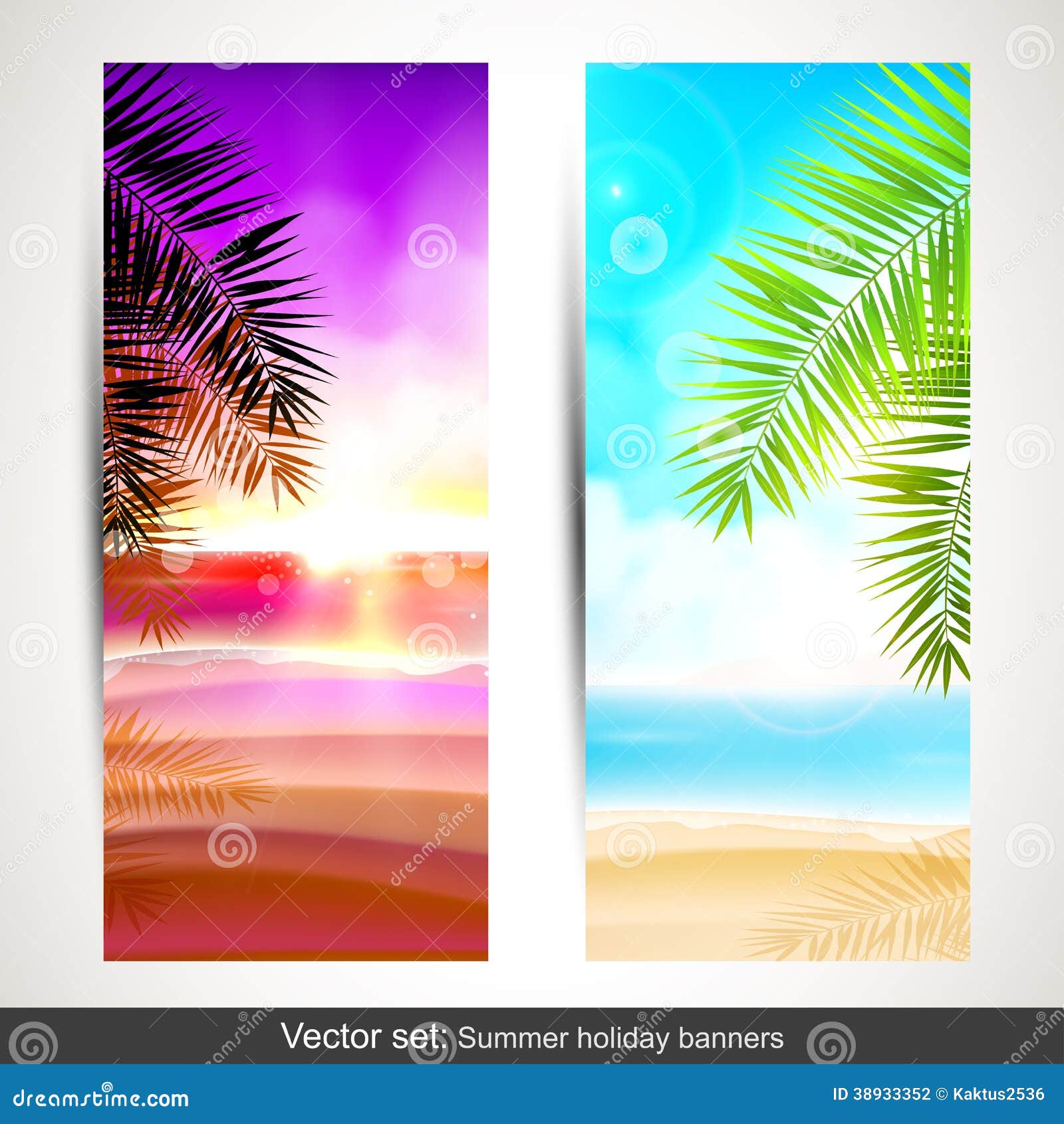 Summer holidays banners stock vector. Illustration of sunset - 38933352