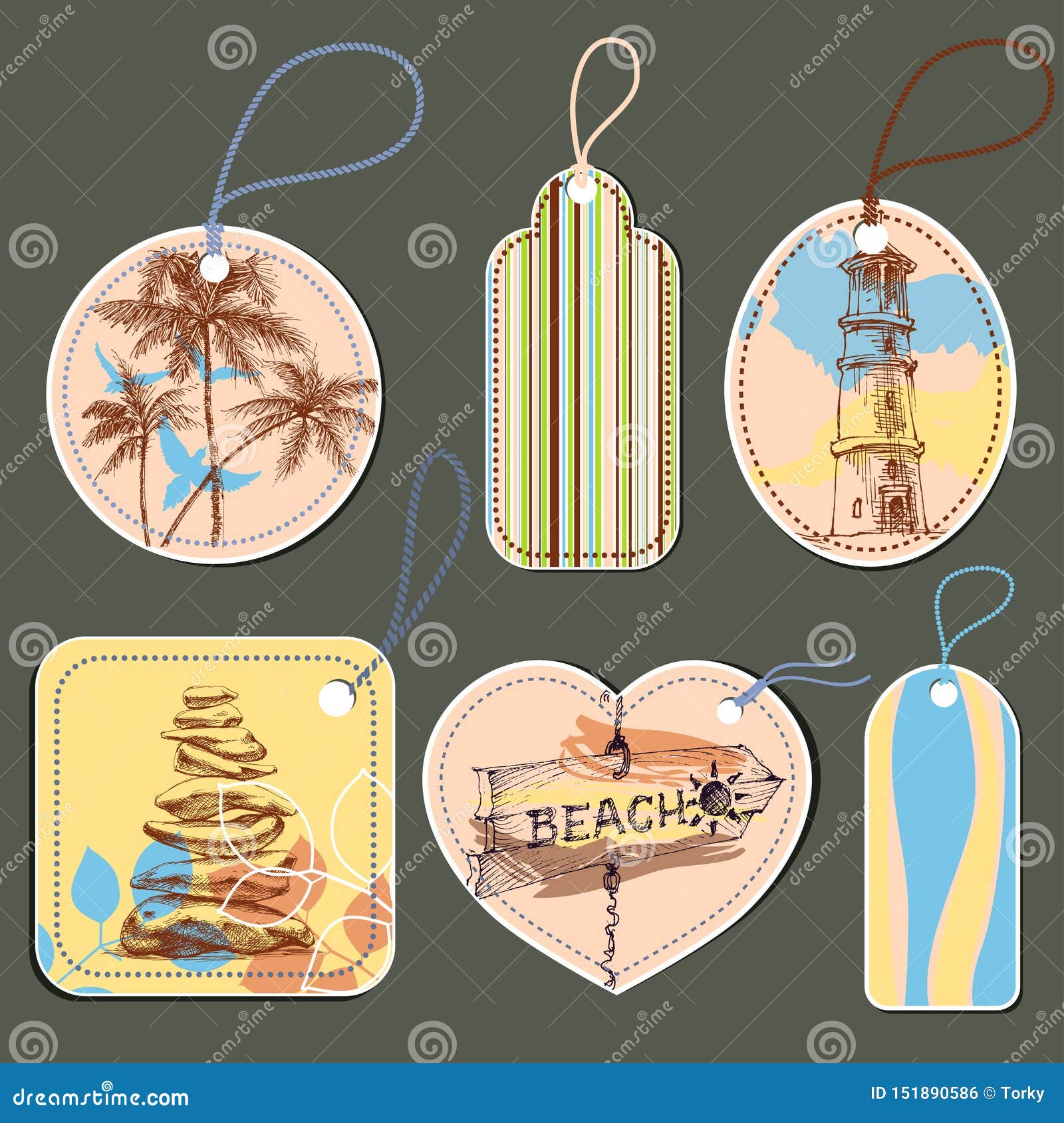 Summer Holidays, Beach and Marine Labels Stock Vector - Illustration of ...
