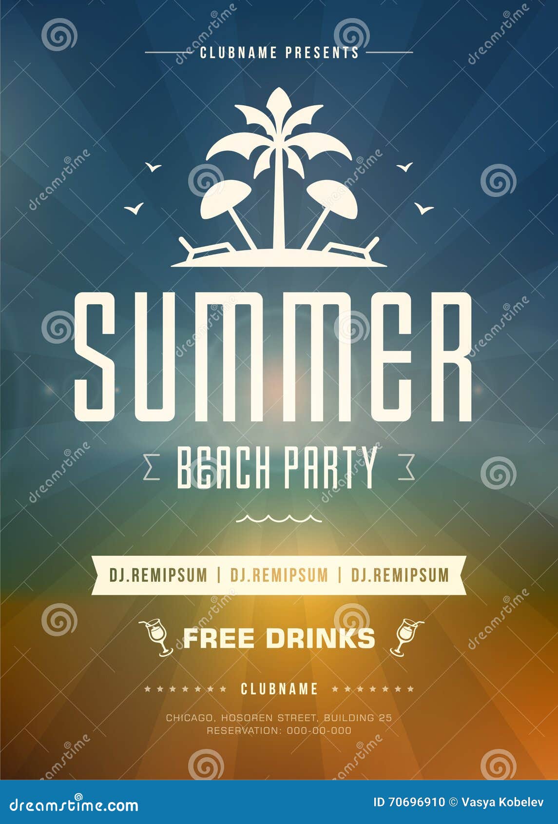 Summer Holidays Beach Party Typography Poster Or Flyer Design Stock