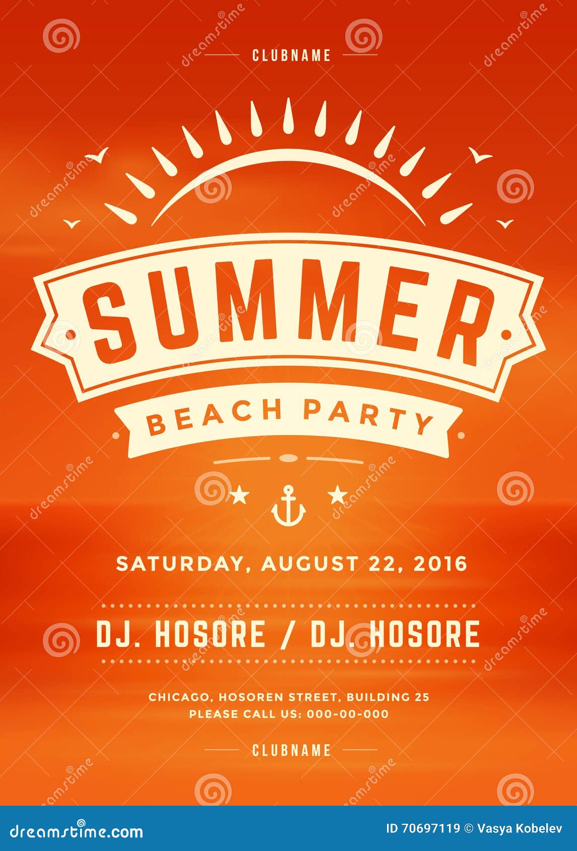 Summer Holidays Beach Party Typography Poster Or Flyer Design Stock