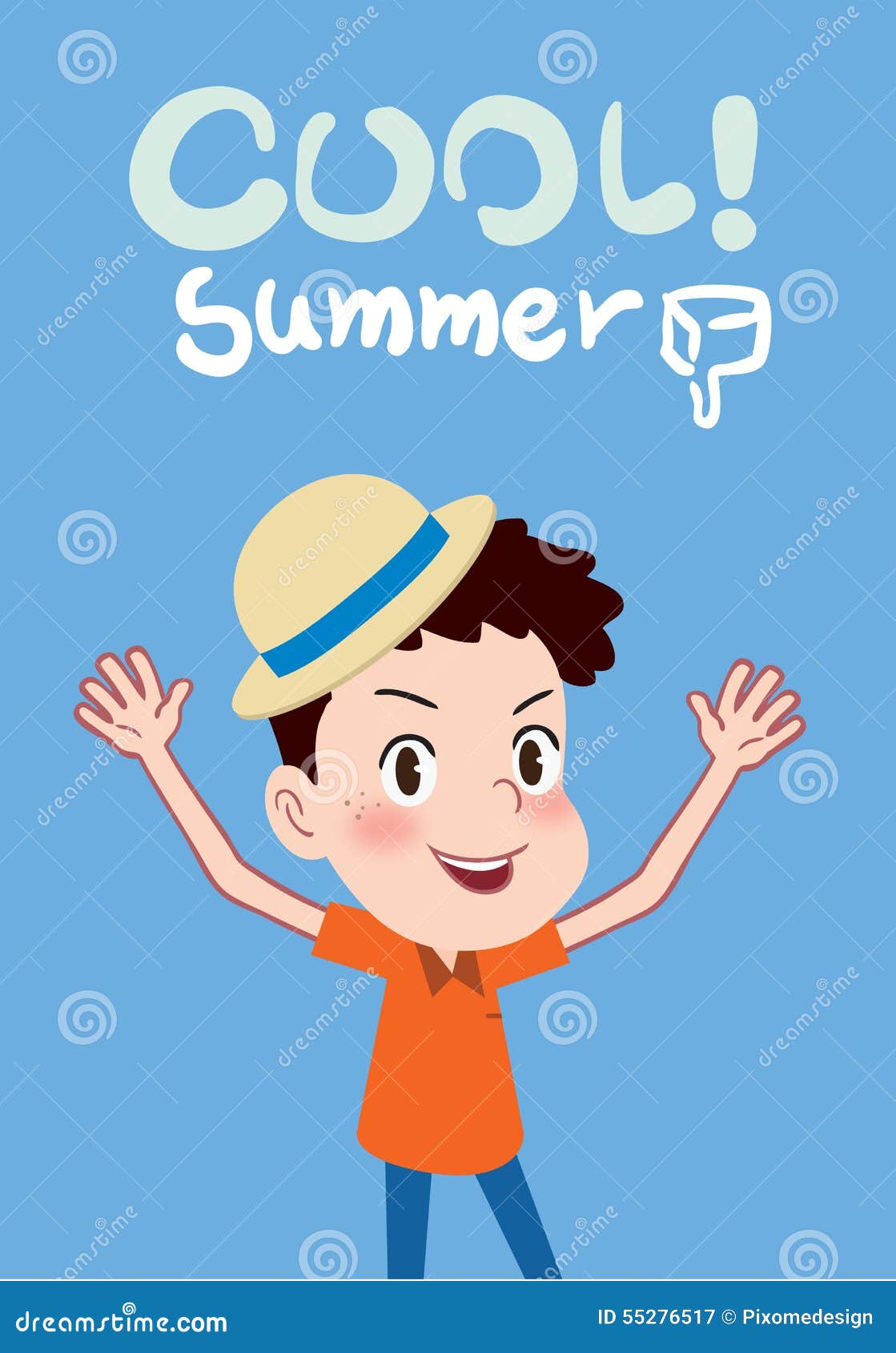 Summer Holidays Illustration,flat Design Cool Summer and Cute Kid ...