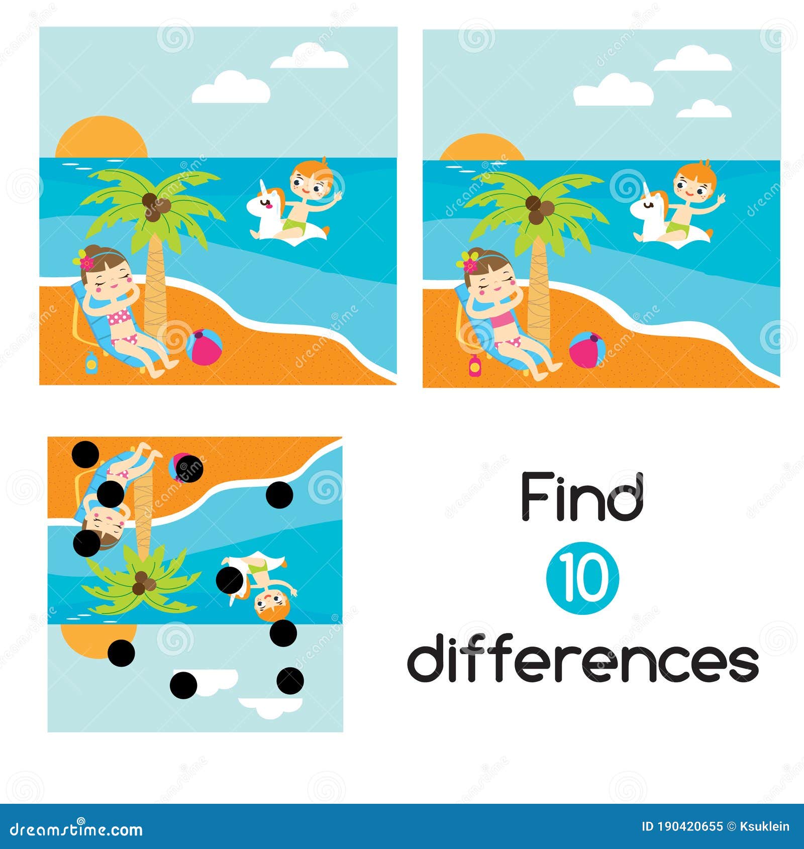 Summer Holidays Scene. Find the Differences Educational Children Game ...