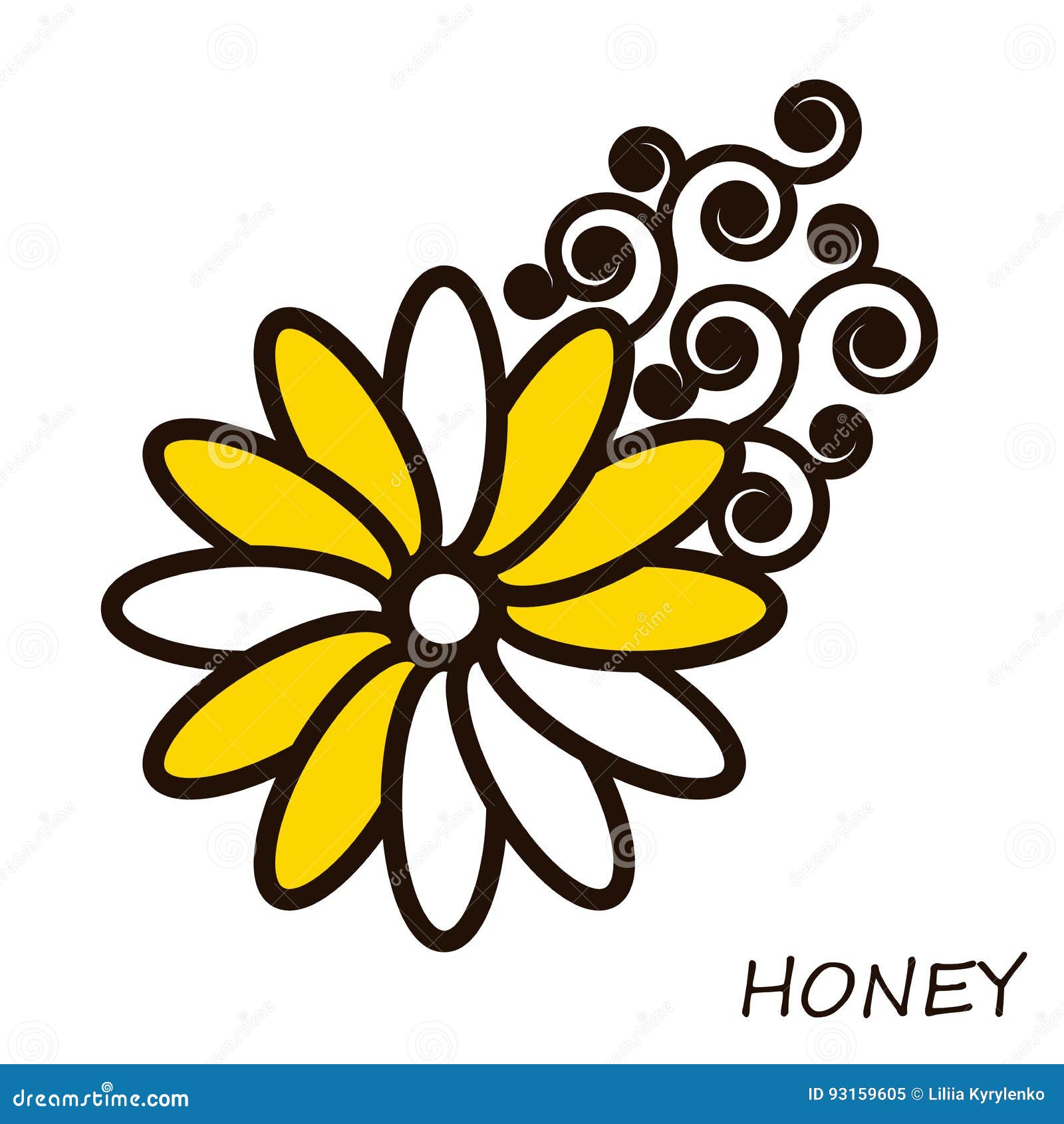 Summer Honey Flower with Curls. Floral Element Stock Illustration ...