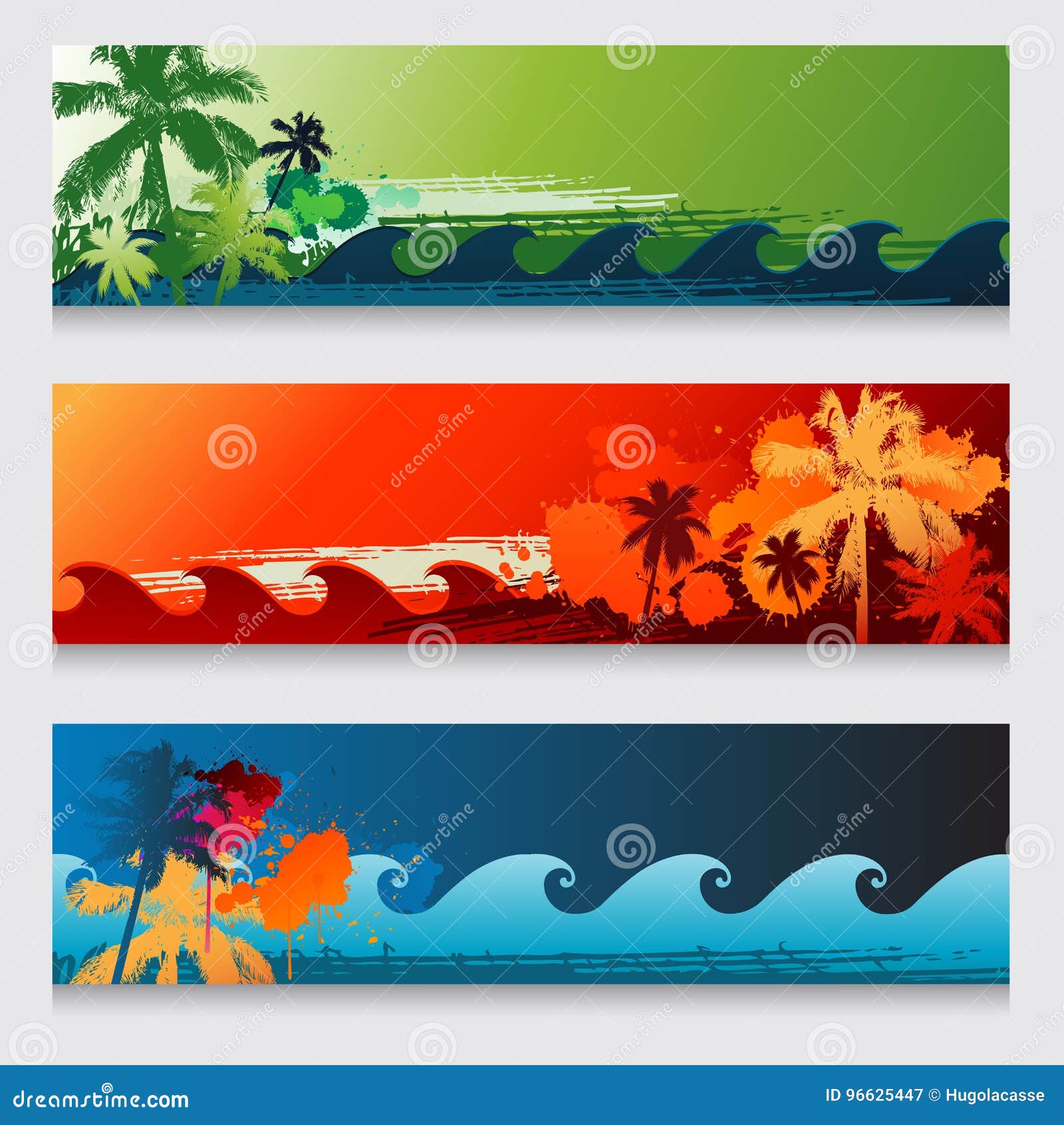 Summer Horizontal Beach Colourful Abstract Banners Stock Vector ...