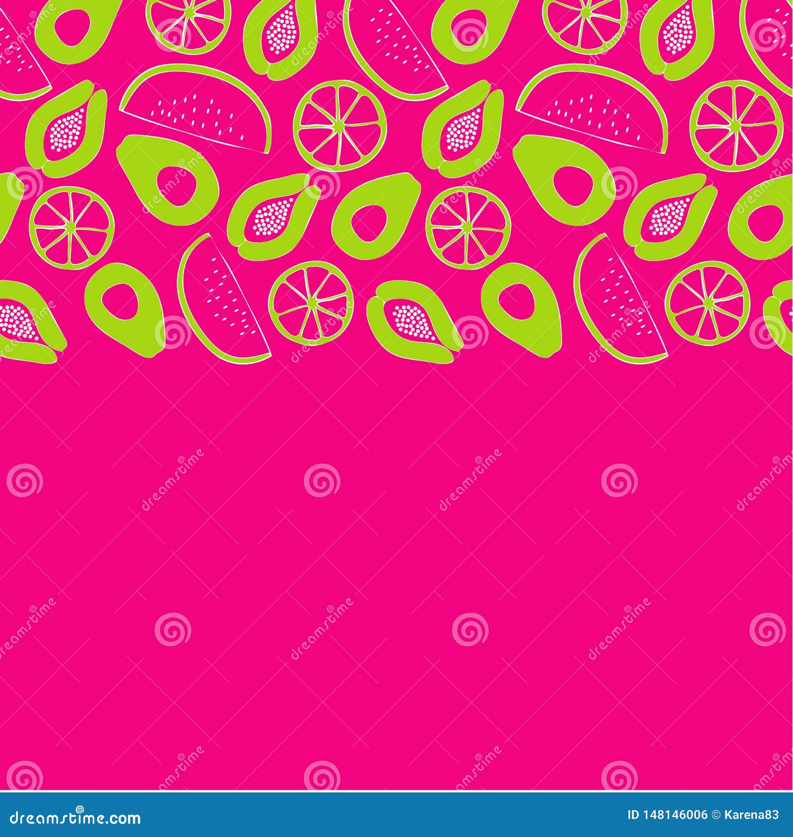 Summer Hot Pink Border Pattern Seamless Repeat Pattern Vector Stock ...