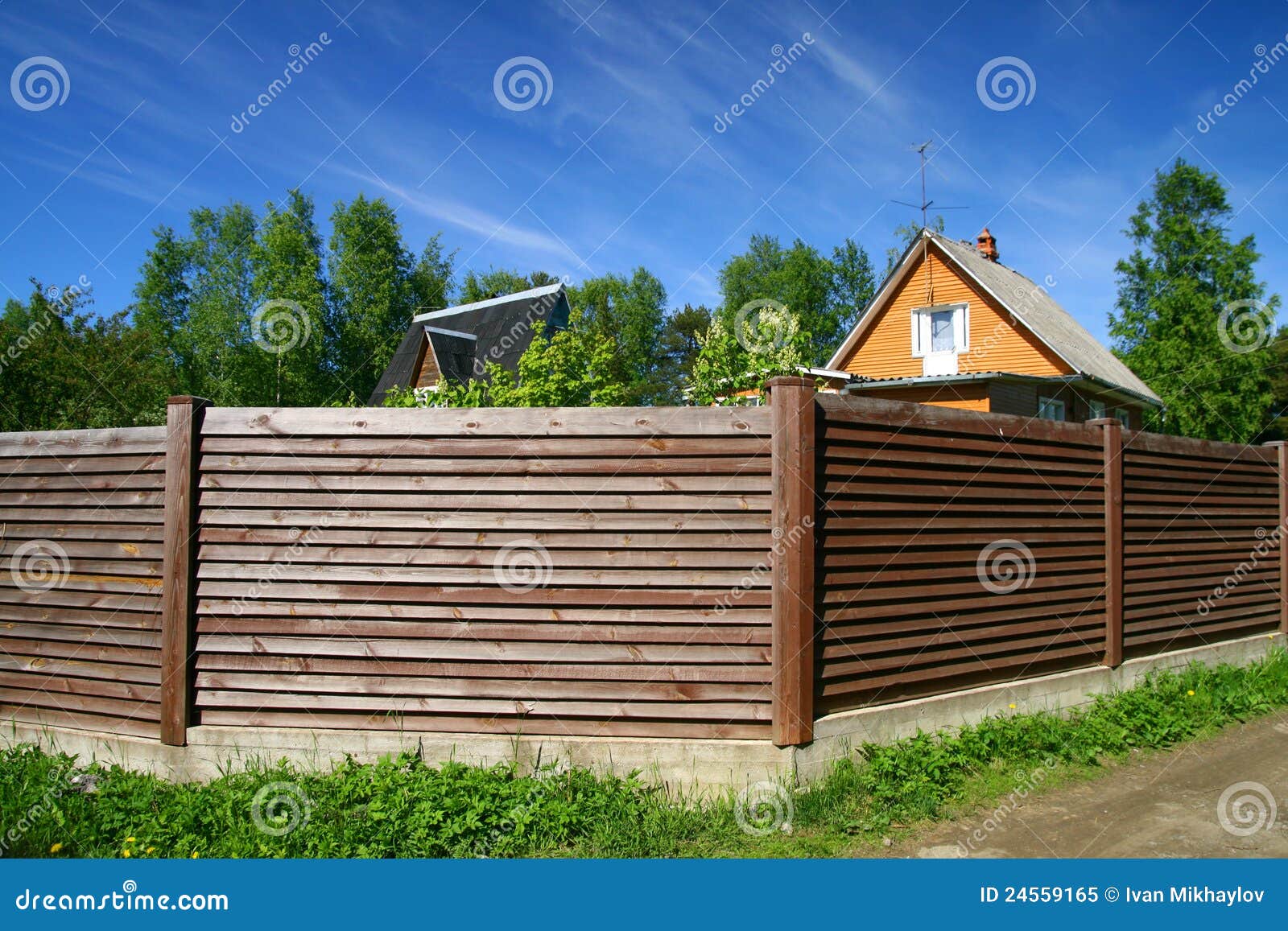 Summer House Behind a Fence Stock Image - Image of door, rural: 24559165