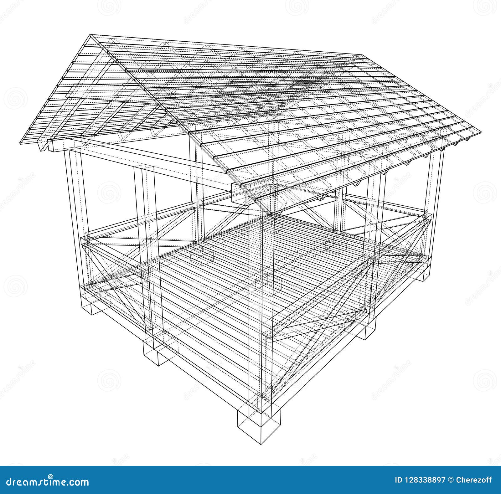 Summer House Sketch. Vector Stock Vector - Illustration of construction ...
