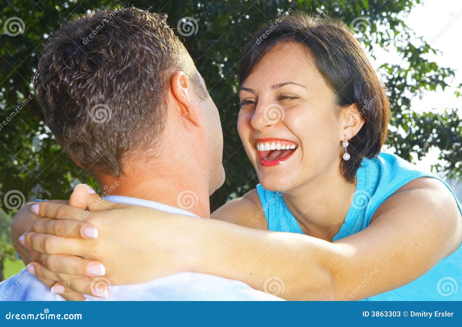 Summer hug stock image. Image of grass, boyfriend, attractive - 3863303