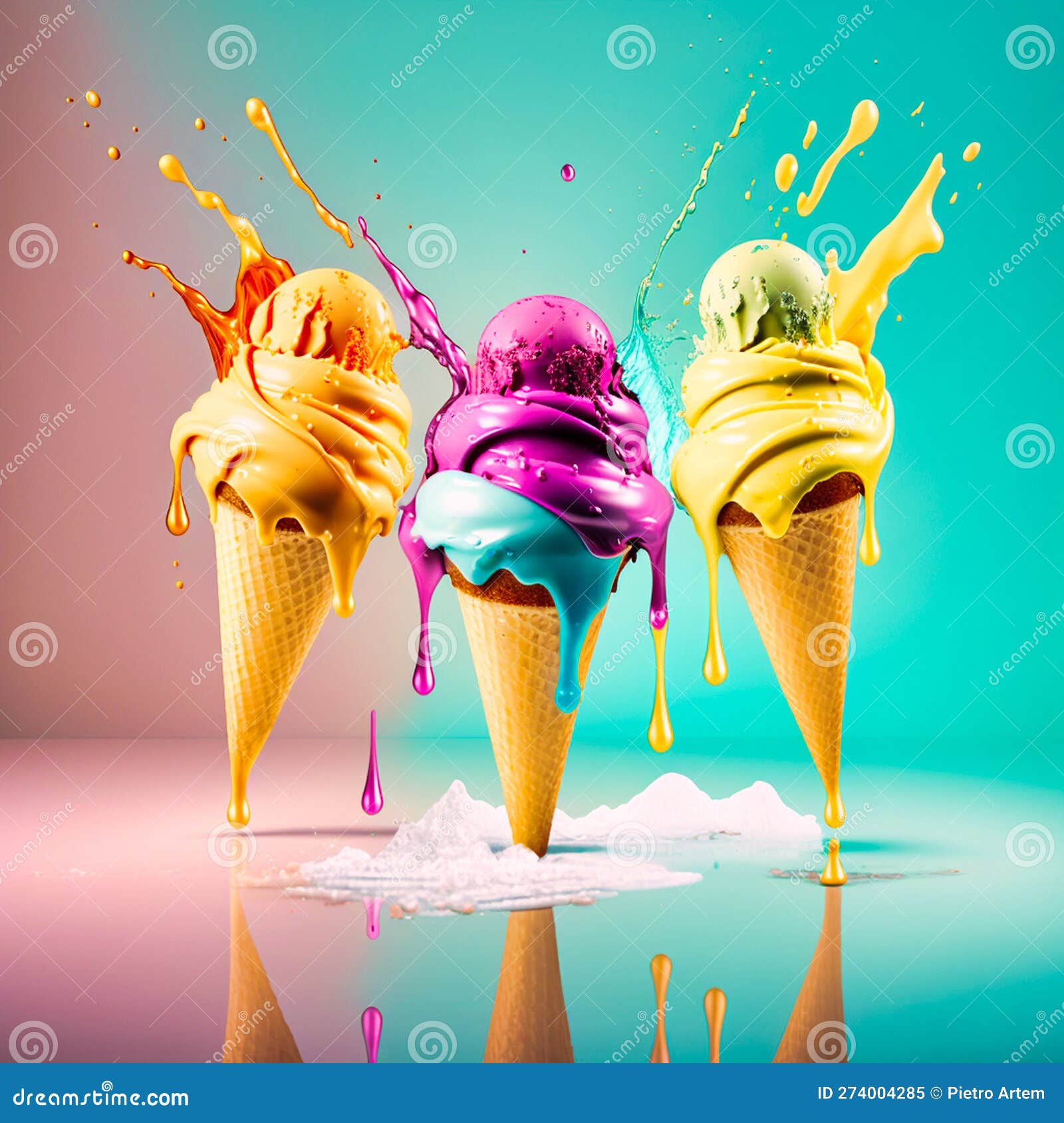 Summer Ice Cream Ice Lollies. Generative AI Stock Illustration ...