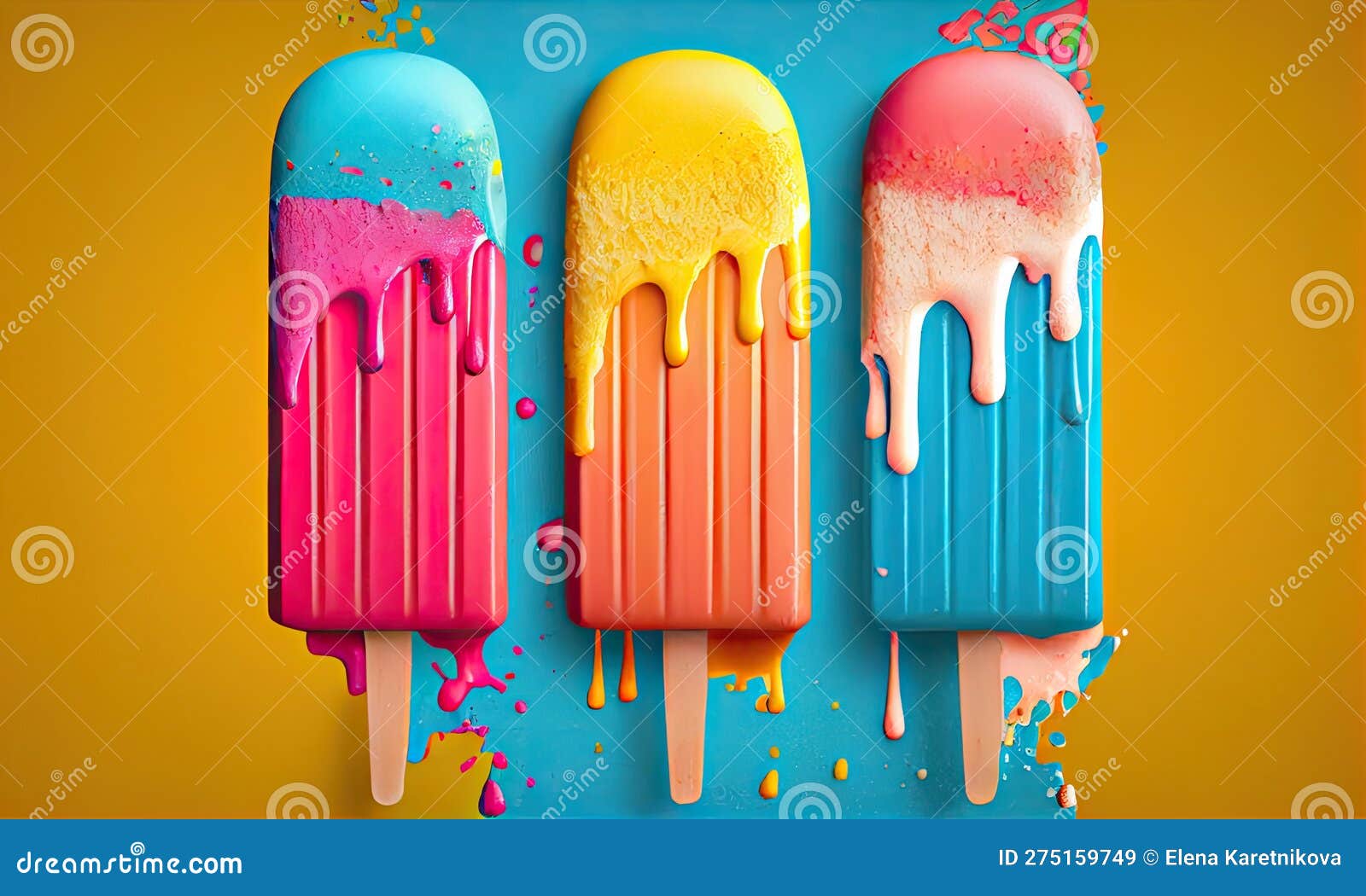 Summer Ice Lolly Popsicle Colorful Melting Ice Cream, Generative AI ... Summer Ice Lolly Popsicle Colorful Melting Ice Cream, Generative AI ...