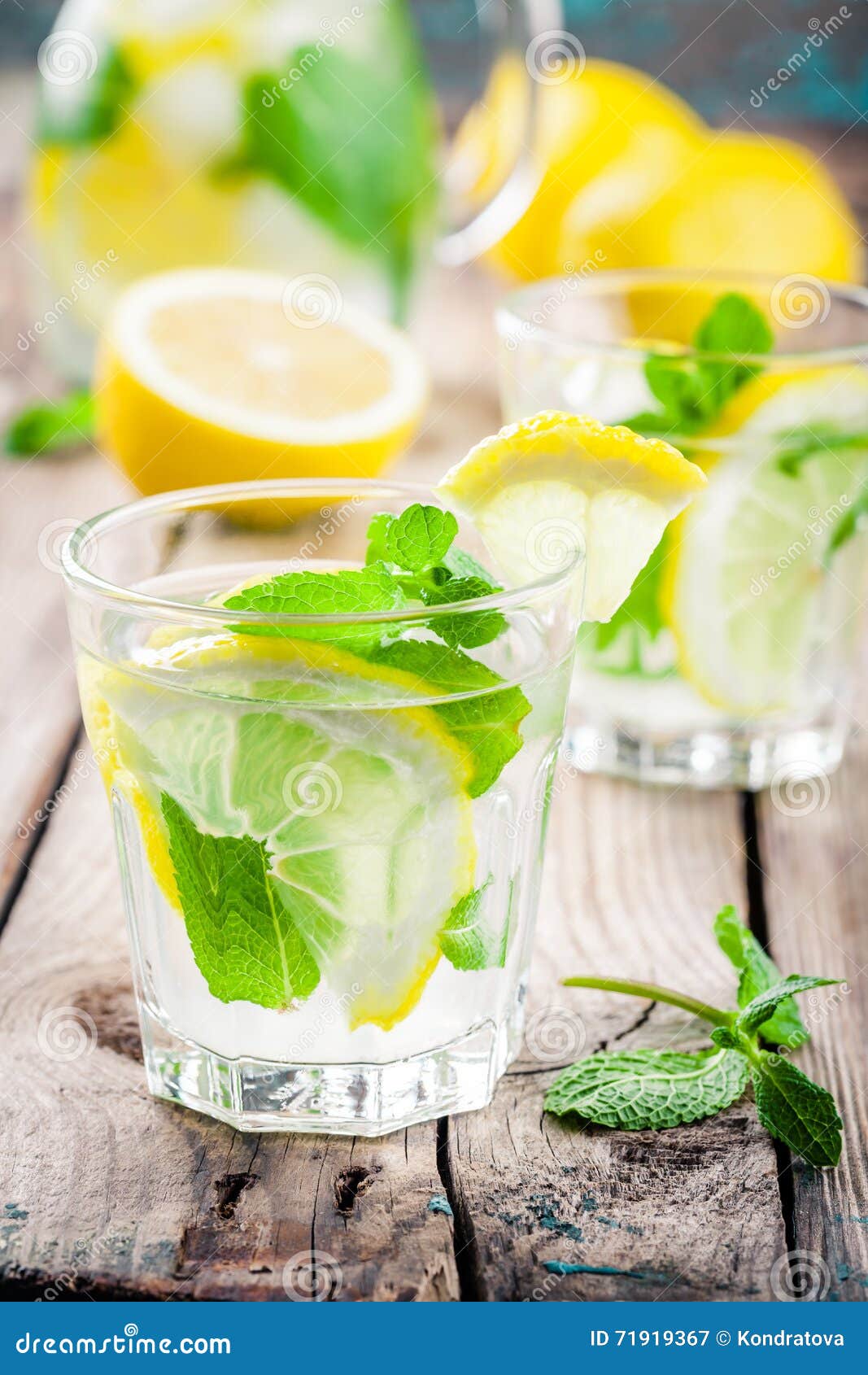 Summer Iced Drink with Lemon and Mint Stock Image - Image of drinks ...
