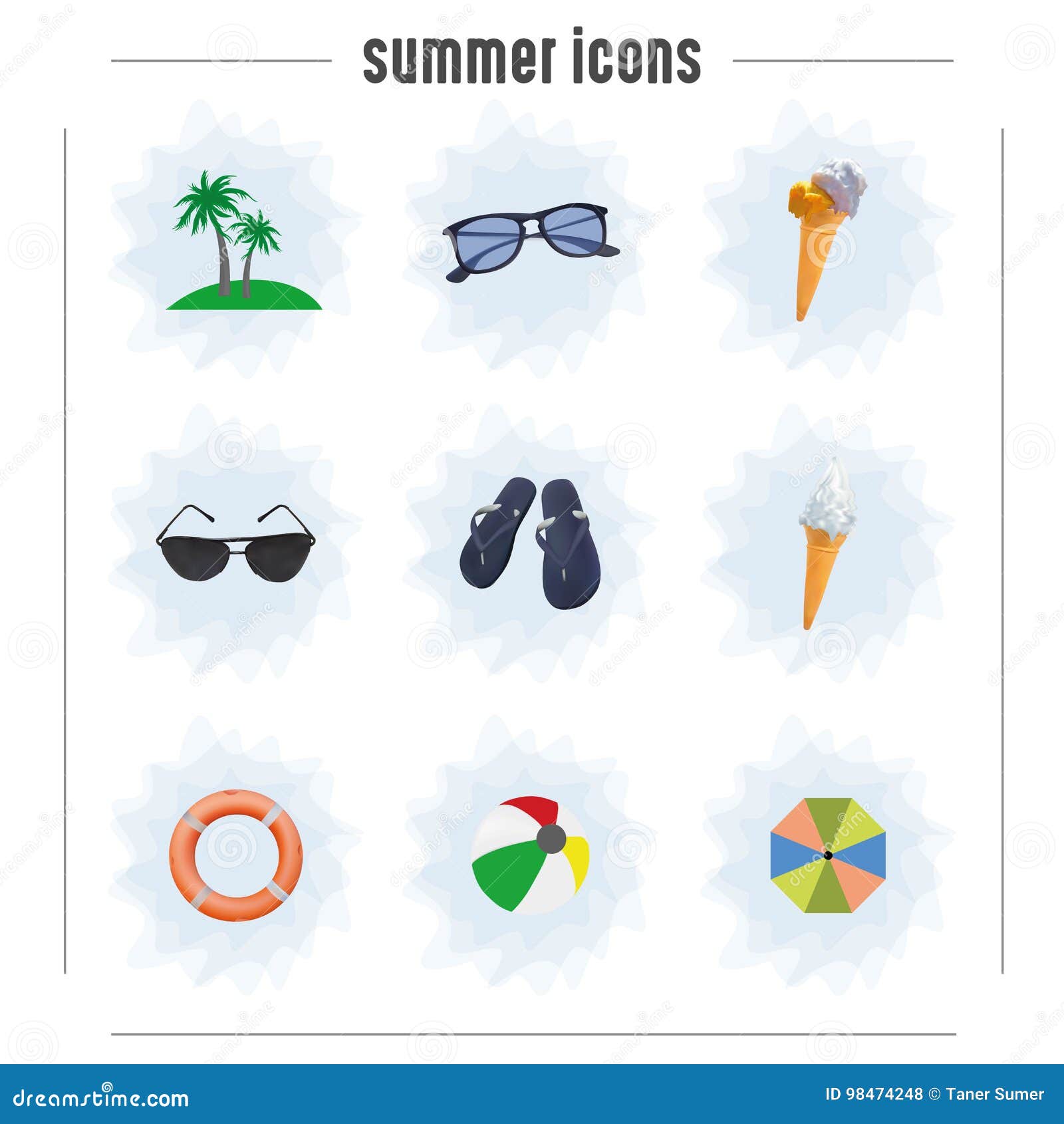 Summer Icon Set stock vector. Illustration of design - 98474248