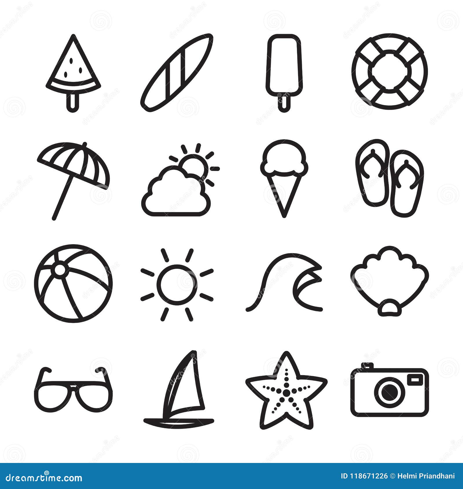 Summer Icon Set - Flat Outline Stock Vector - Illustration of mask ... Summer Icon Set - Flat Outline Stock Vector - Illustration of mask ...