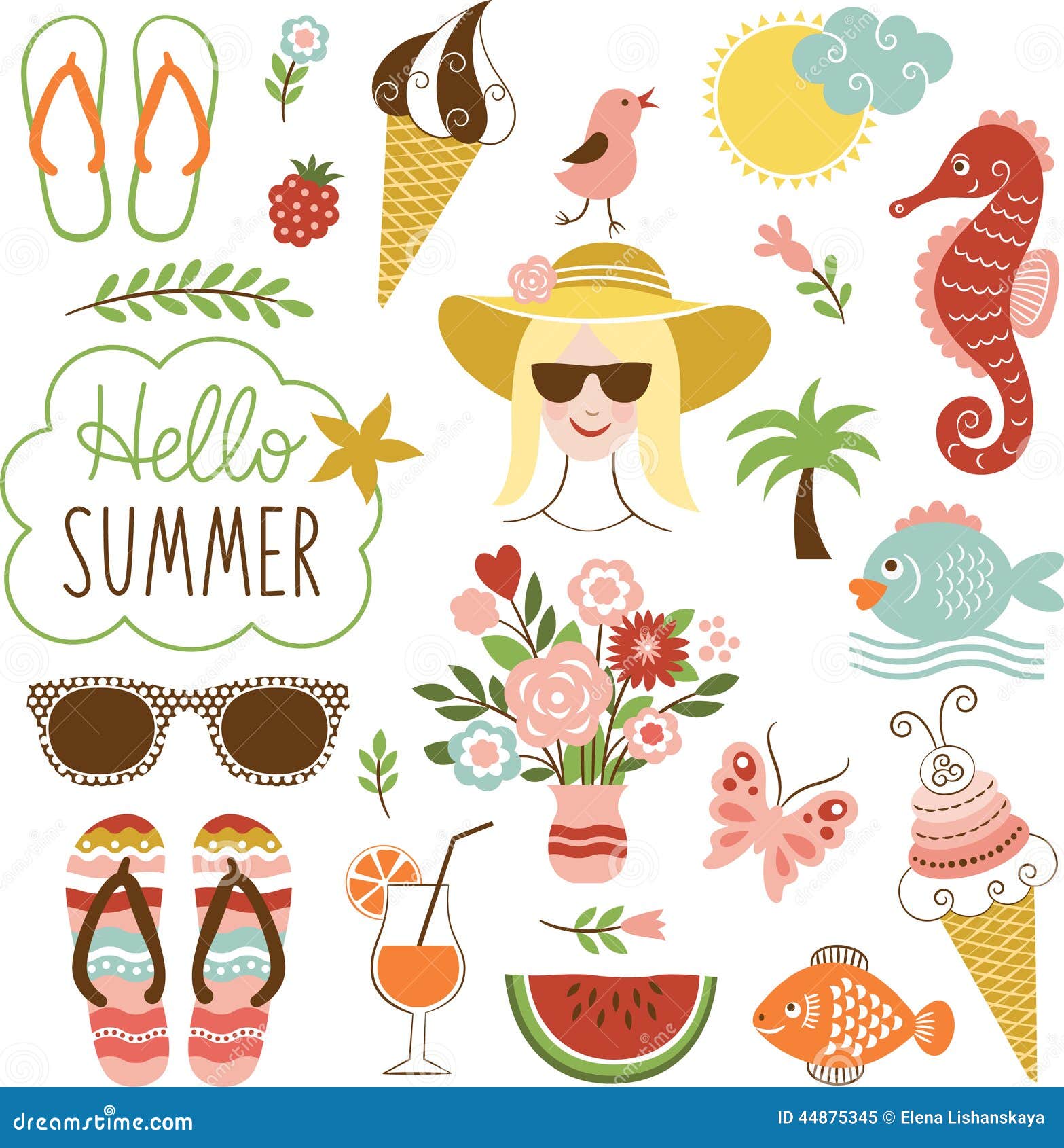 Summer icon set stock vector. Illustration of icon, label - 44875345