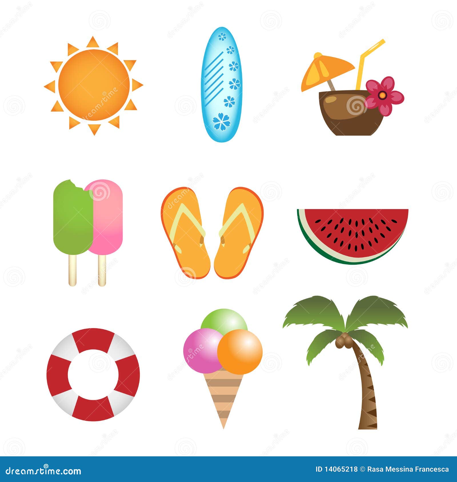 Summer icons stock vector. Illustration of colors, beach - 14065218