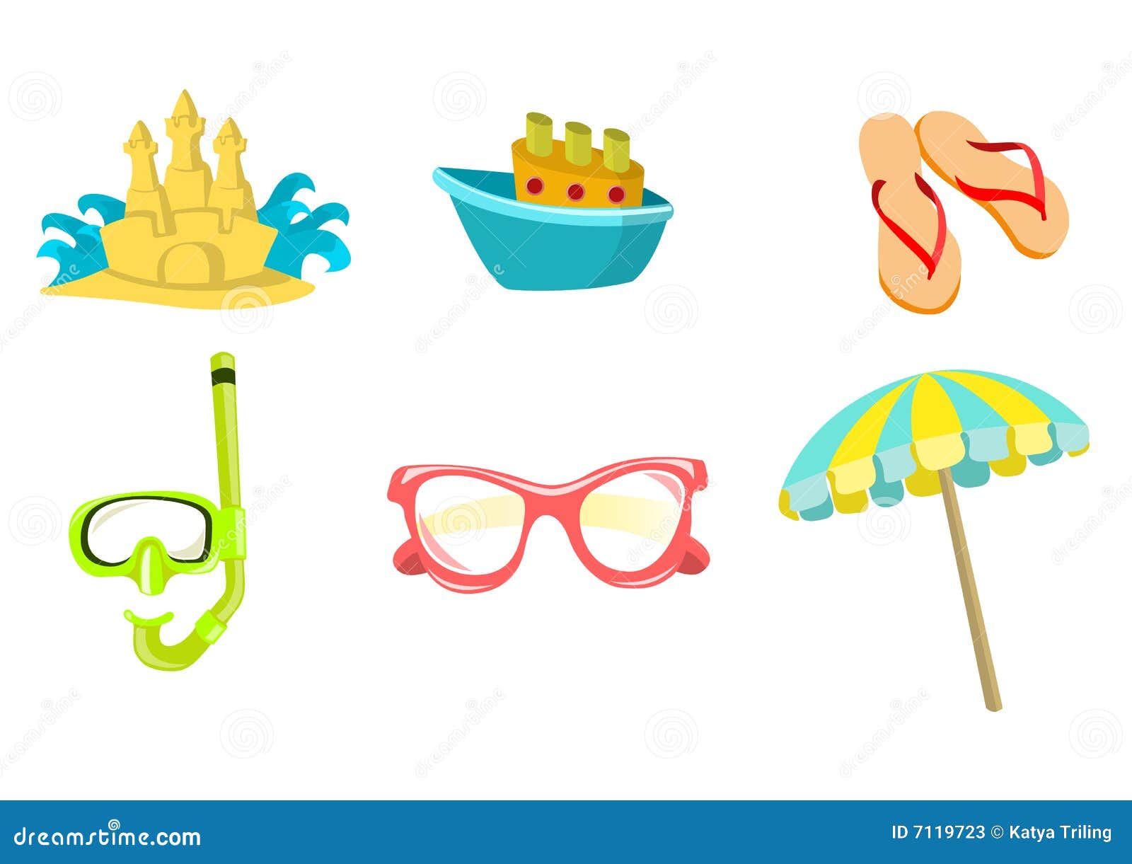 Summer Set Icons Isolated On Background. Modern Flat Pictogram, Royalty ...