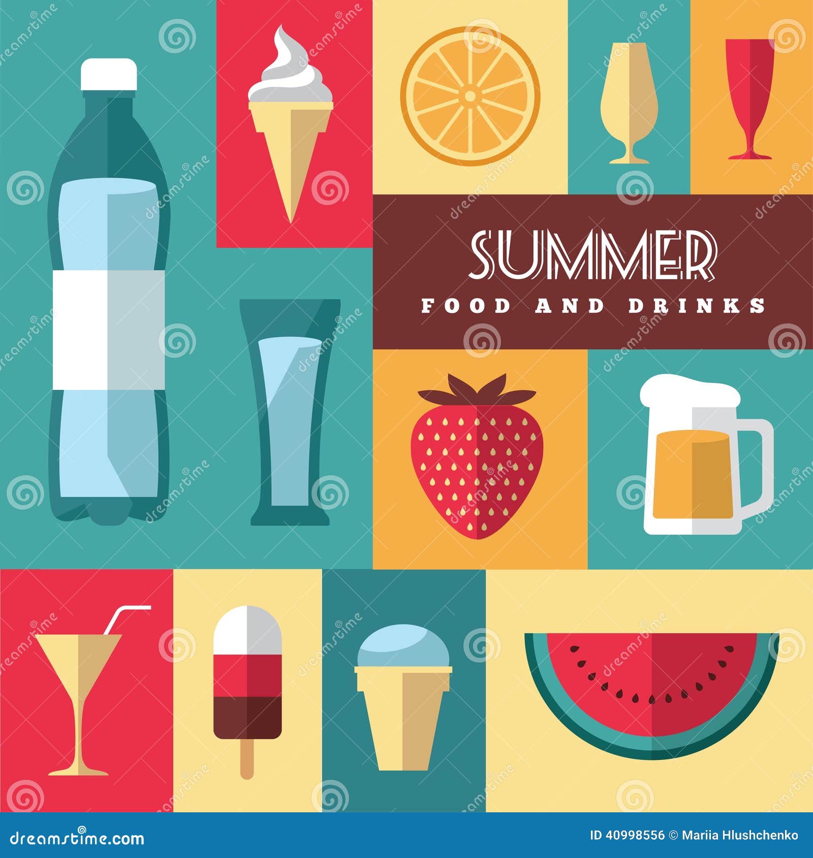 Summer icons set 3 stock vector. Illustration of vector - 40998556