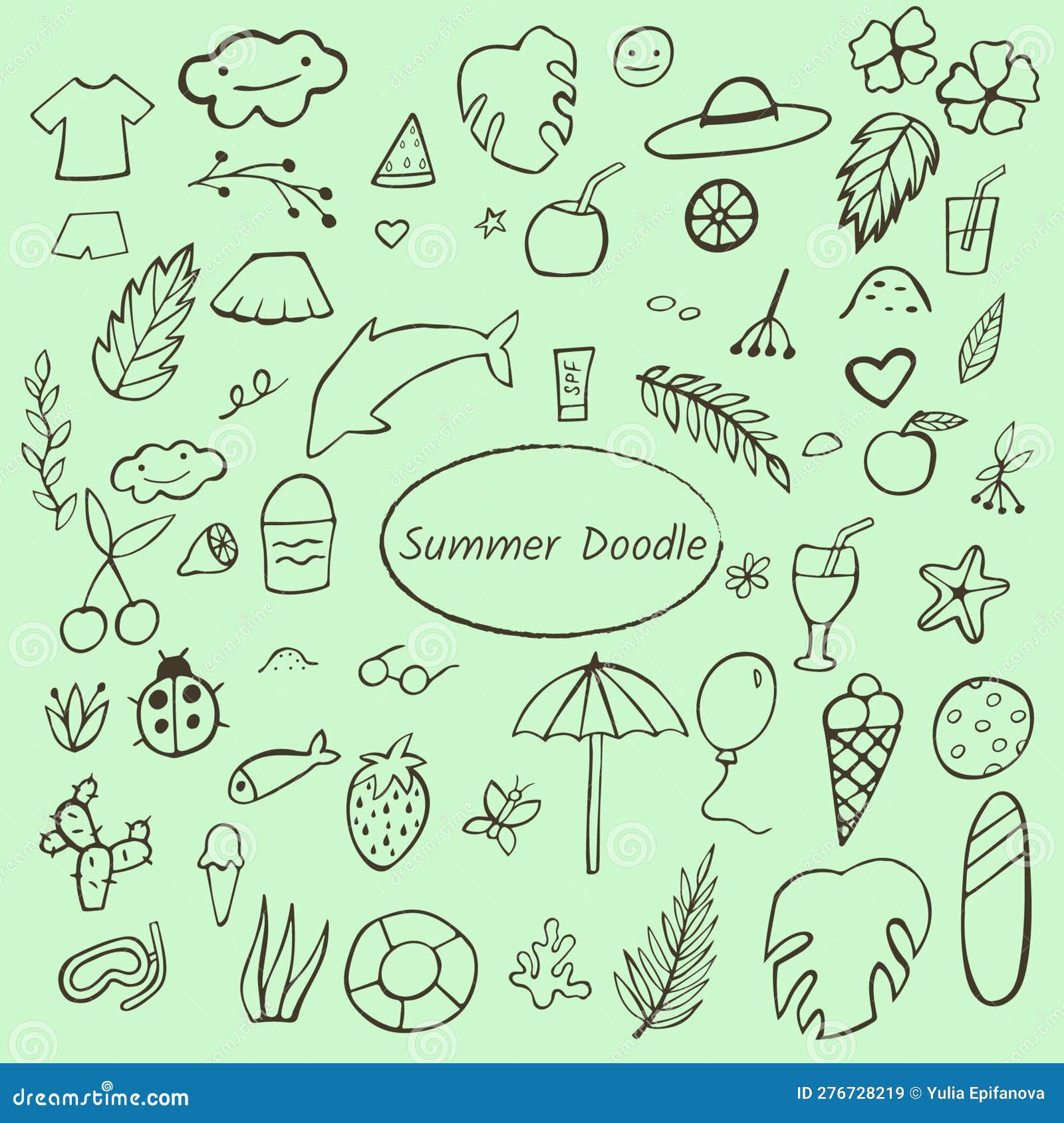 Summer Icons Vector Set, Summer Doodles, Summer Holiday Elements ...