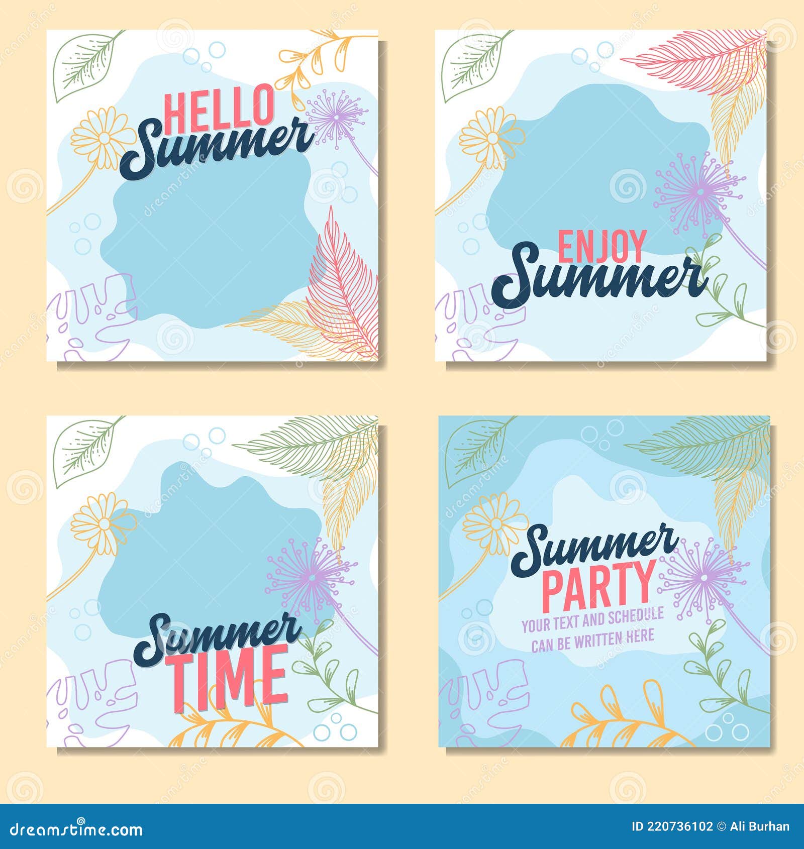 Summer Instagram or Social Media Post Background Stock Vector ...