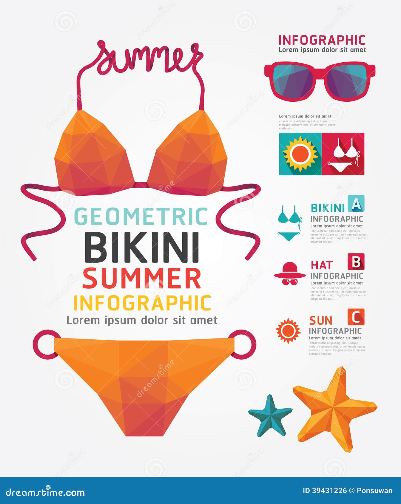 Summer Infographic Geometric Concept Design Colour Illustration Stock ...