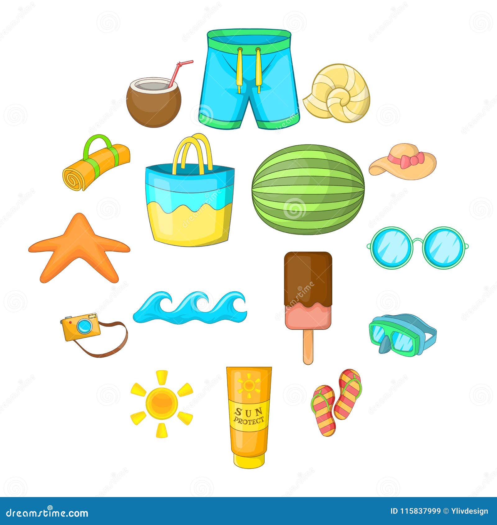Summer Items Icons Set, Cartoon Style Stock Vector - Illustration of ... Summer Items Icons Set, Cartoon Style Stock Vector - Illustration of ...