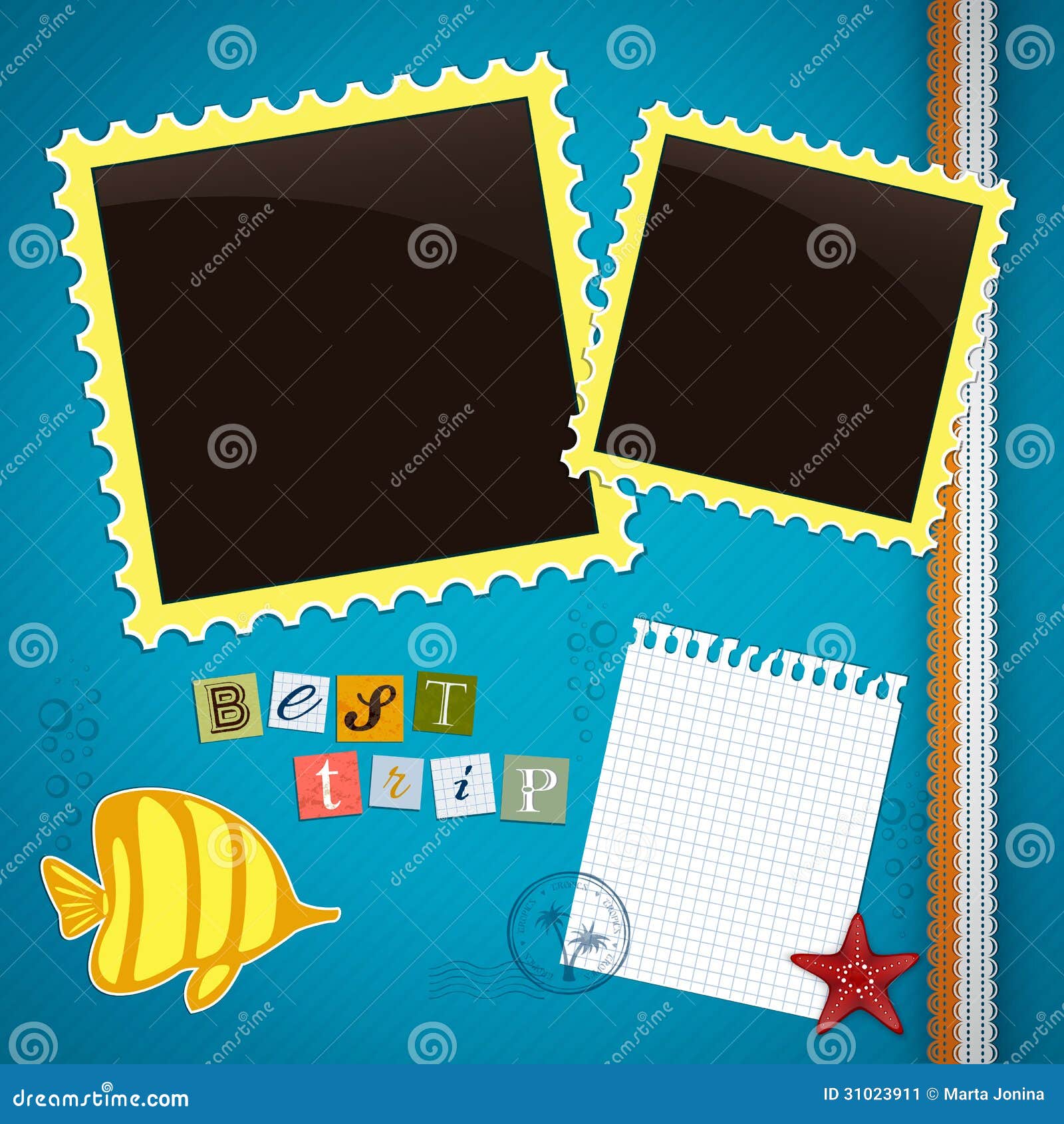 Summer journey memory book stock vector. Illustration of message - 31023911