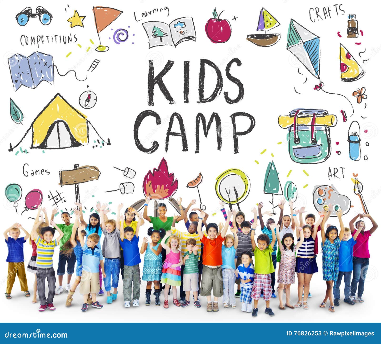 Summer Kids Camp Adventure Explore Concept Stock Image - Image of ...