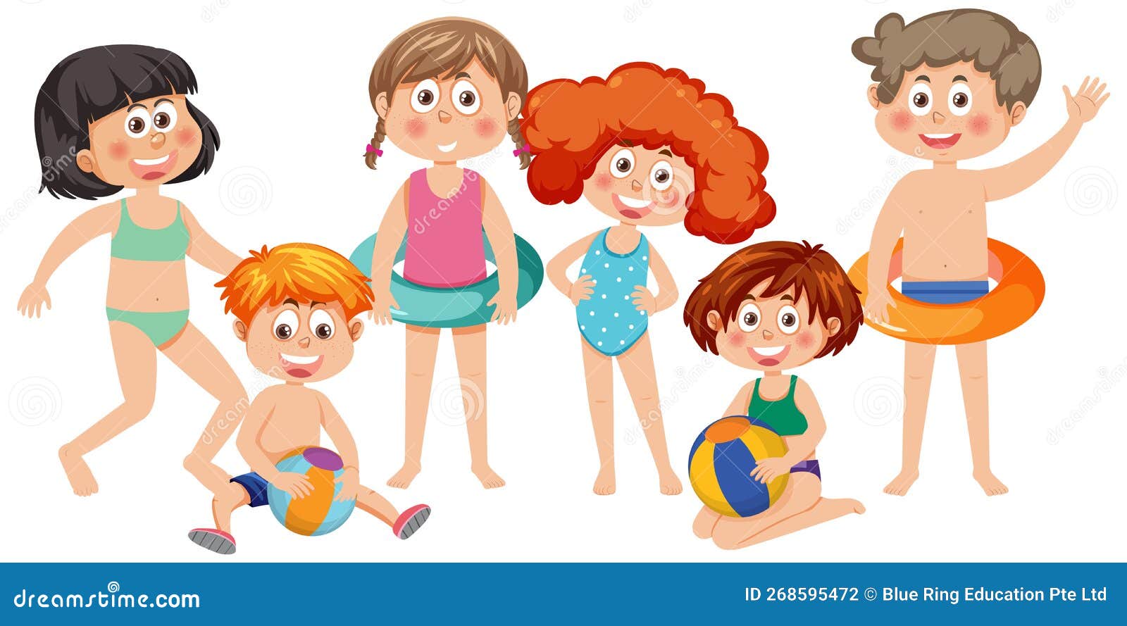 Summer kids characters set stock vector. Illustration of ocean - 268595472