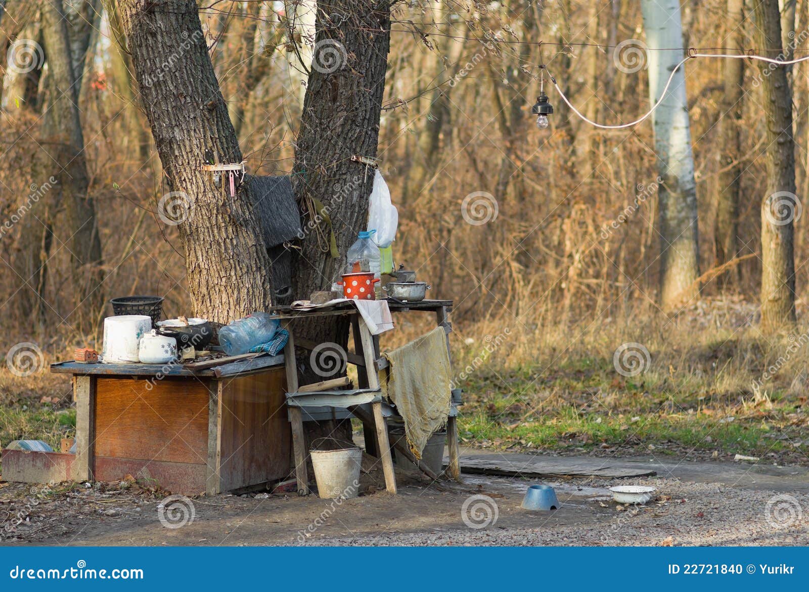 Summer kitchen of homeless stock photo. Image of tragic - 22721840