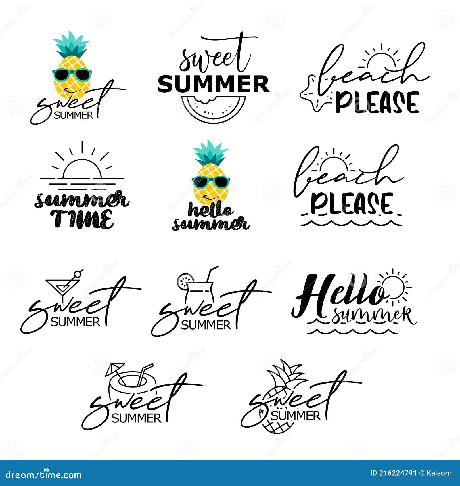 Summer Labels Collection Cartoon Vector | CartoonDealer.com #65005223