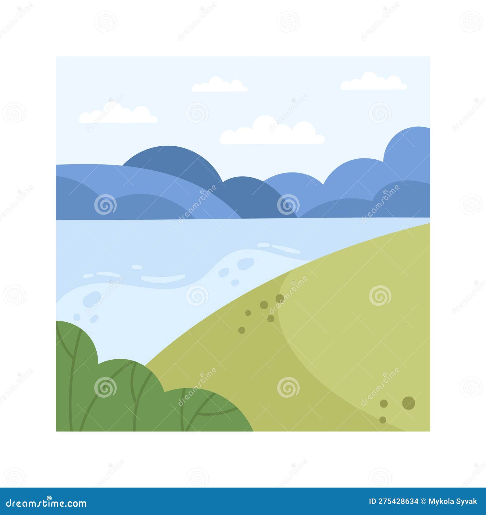 Summer Lake Landscape Background Stock Vector - Illustration of scenery ...