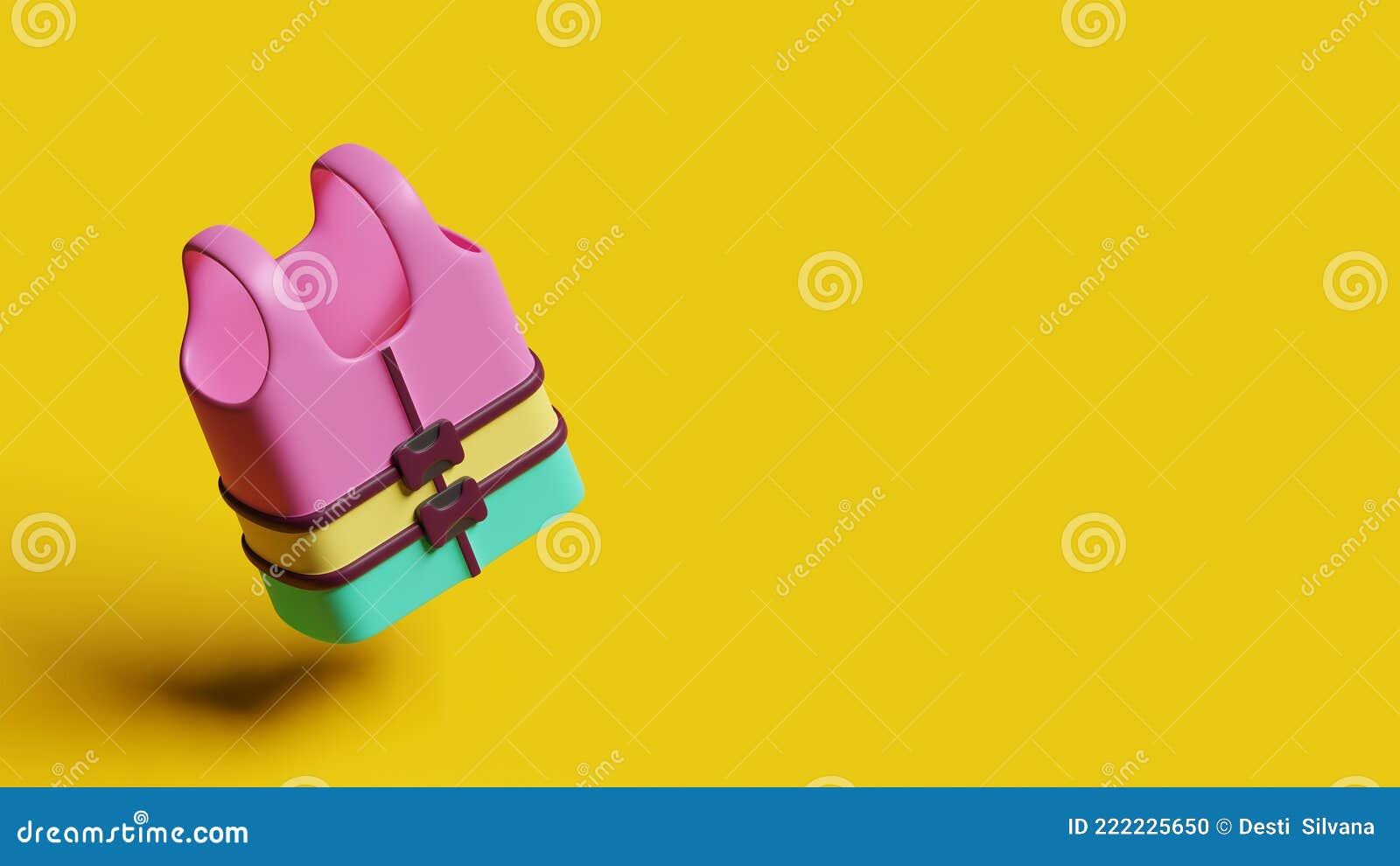 Summer Landing Page Template with Personal Flotation Device 3D ...