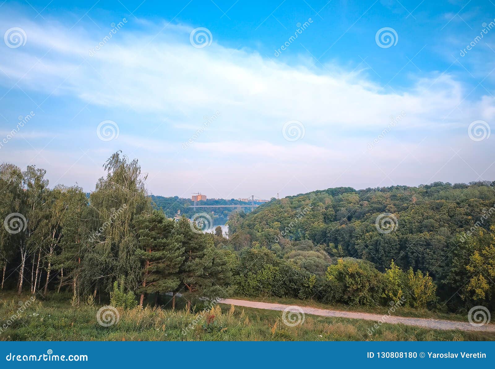 Summer Landscape with Blue Sky and Cirrostratus Clouds Ahead Stock ...