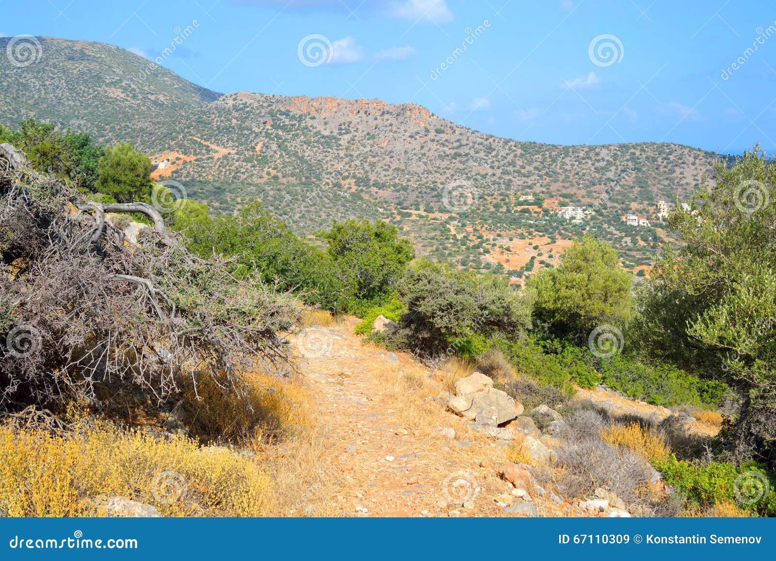 Summer landscape in Crete. stock image. Image of mountain - 67110309