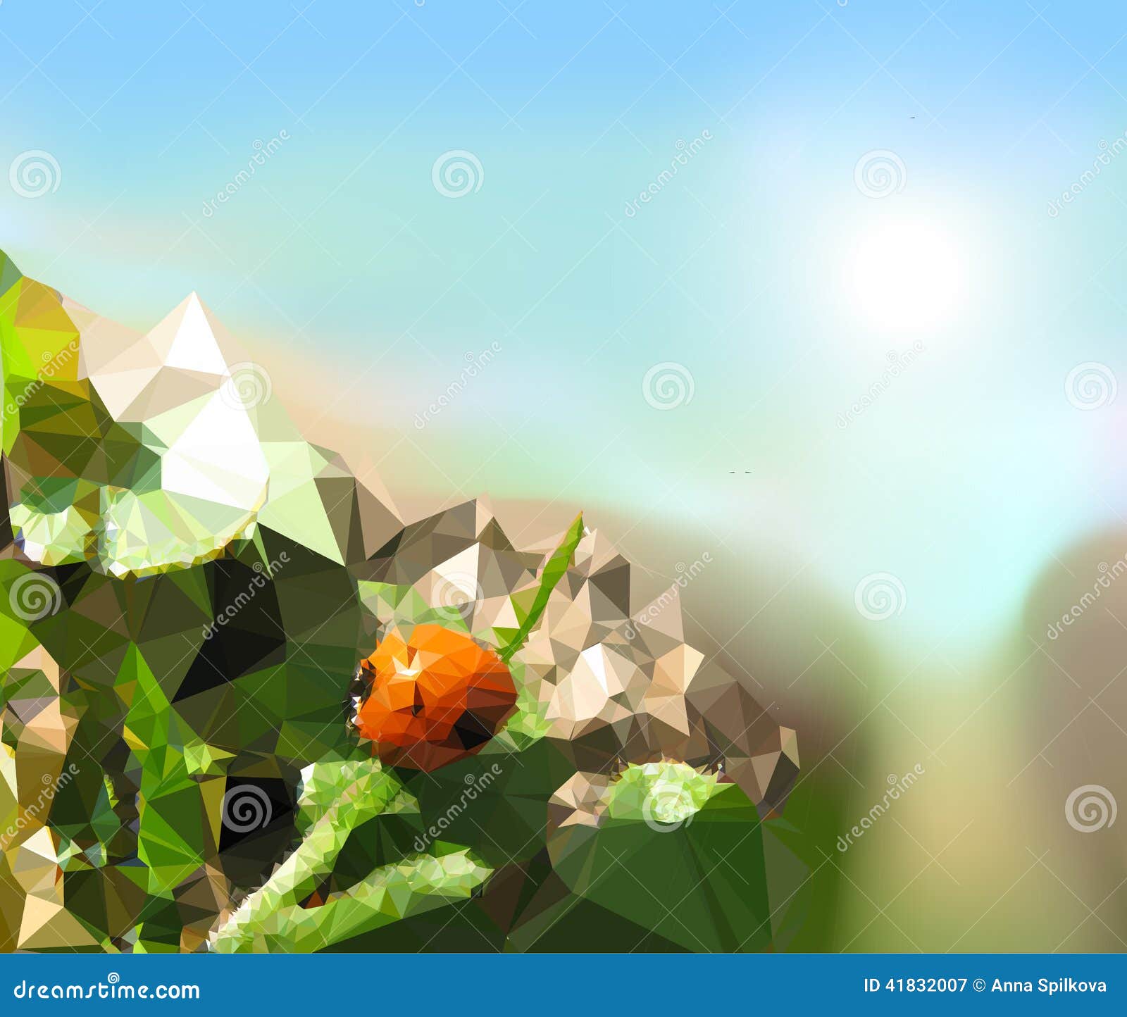 Summer Landscape with Dusty Road and Ladybug Stock Vector ...