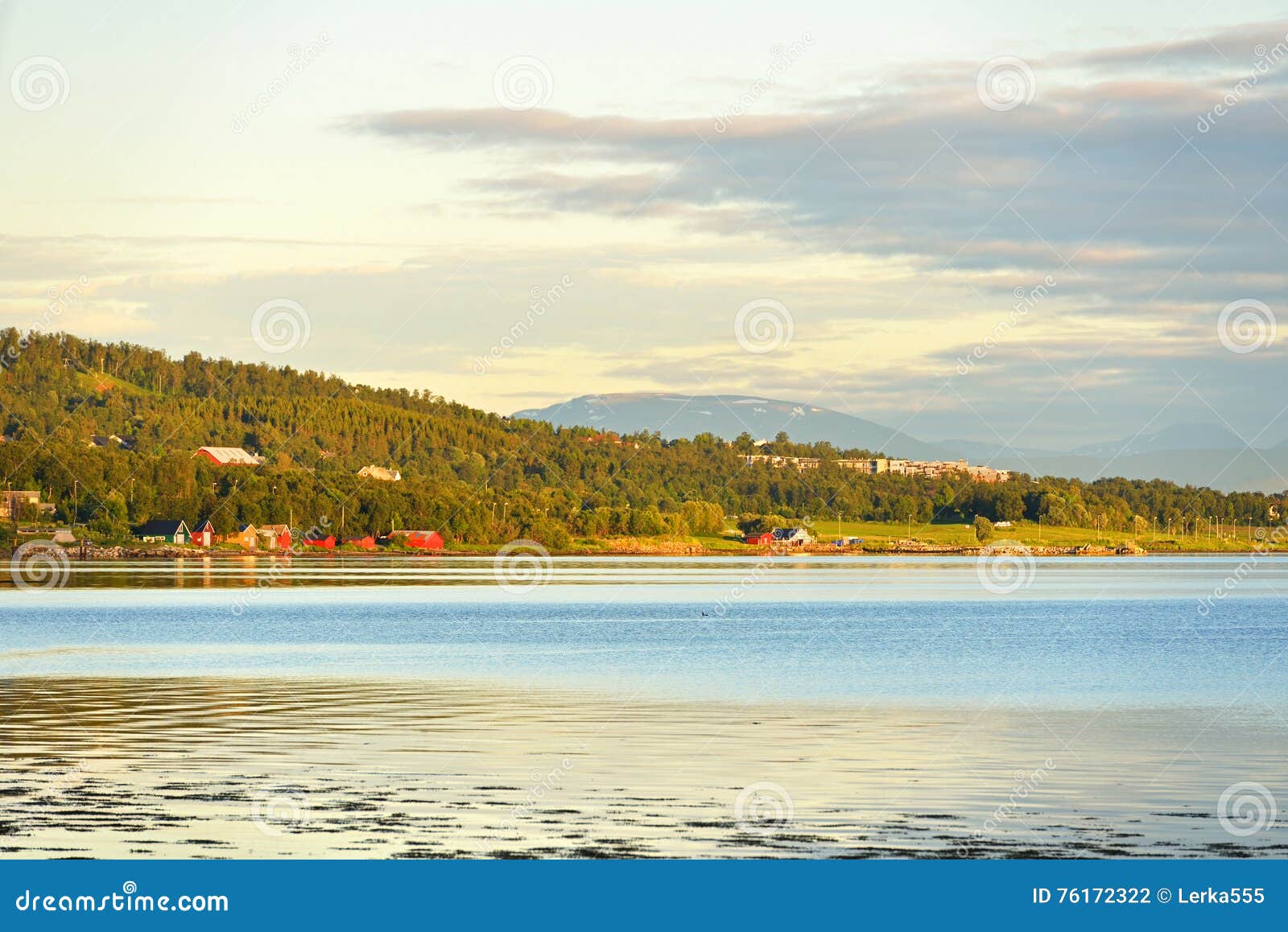 Summer Landscape. Midnight Sun in Tromso Stock Photo - Image of fjord ...