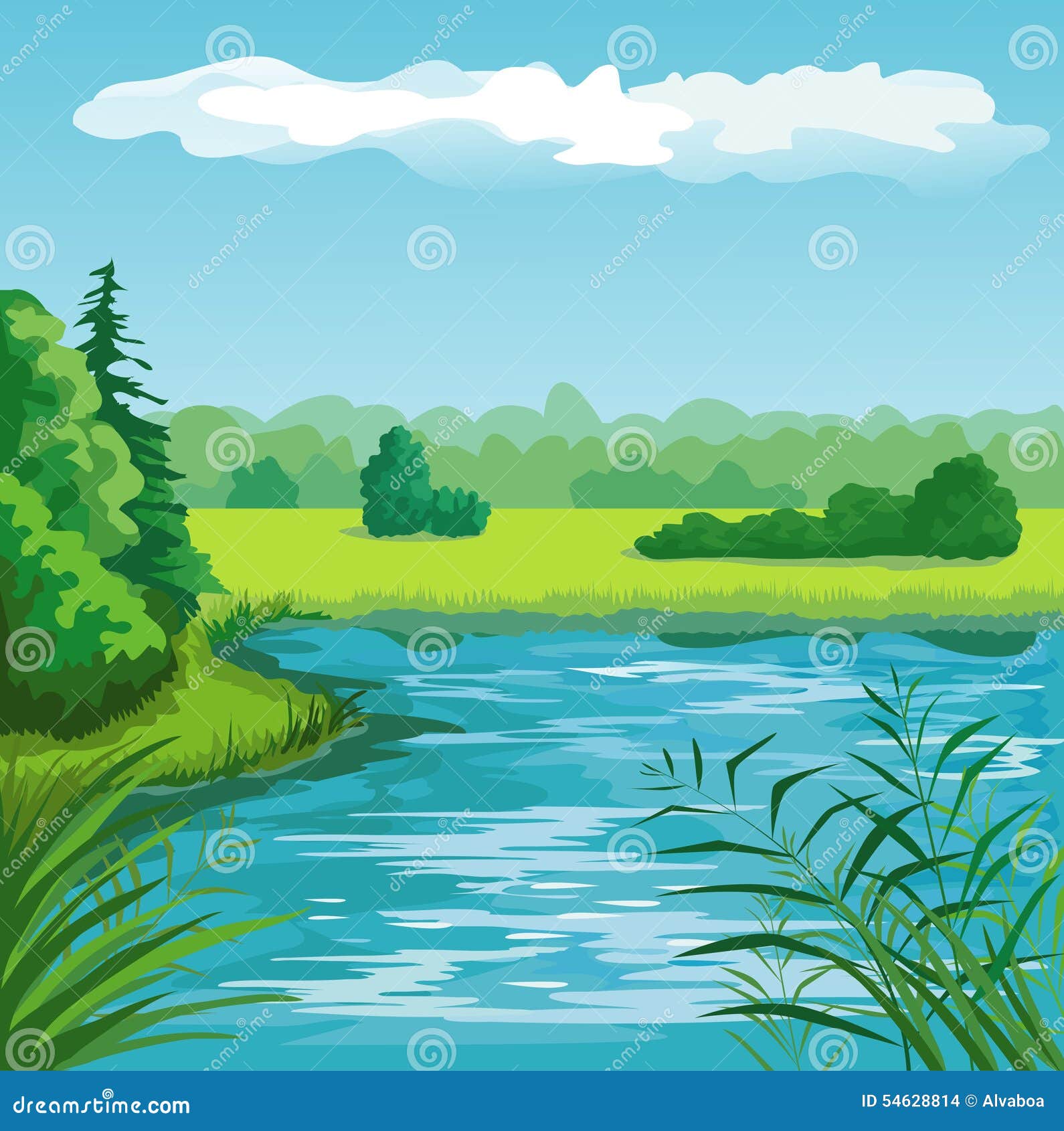 Summer landscape stock vector. Illustration of decorative - 54628814