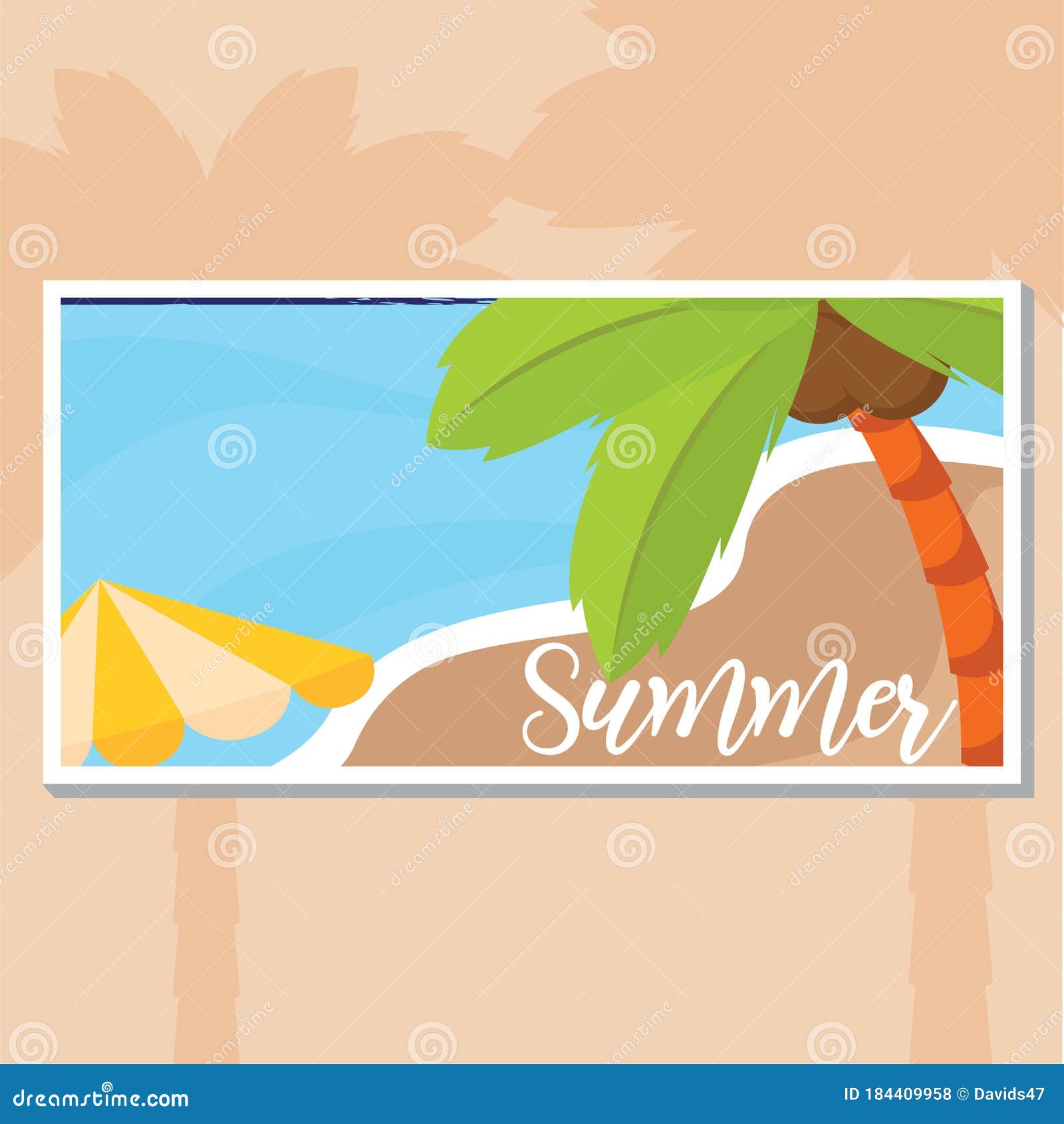 Summer landscape poster stock vector. Illustration of beautiful - 184409958