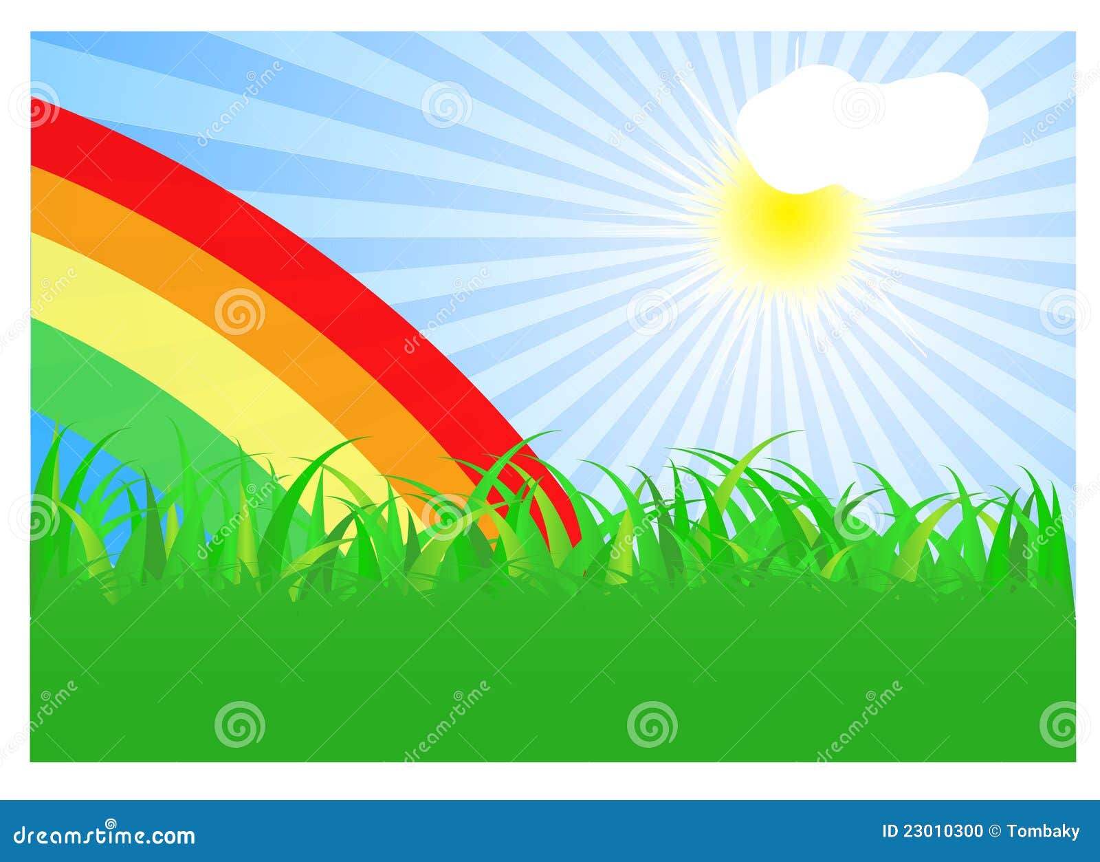 Summer Landscape with Rainbow Stock Vector - Illustration of leaf ...