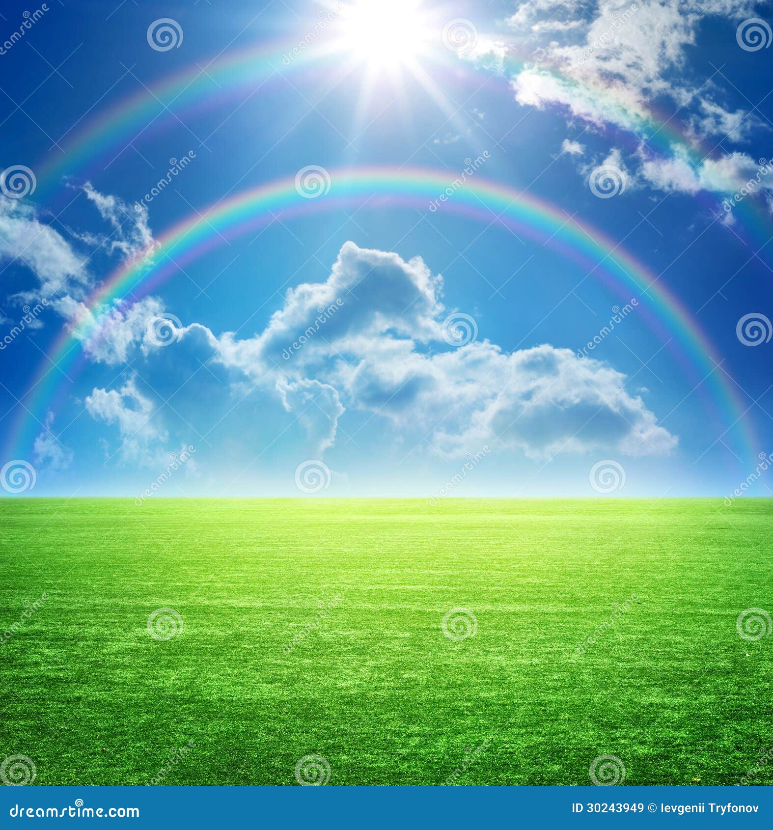 Landscape with a rainbow stock image. Image of clear - 30243949