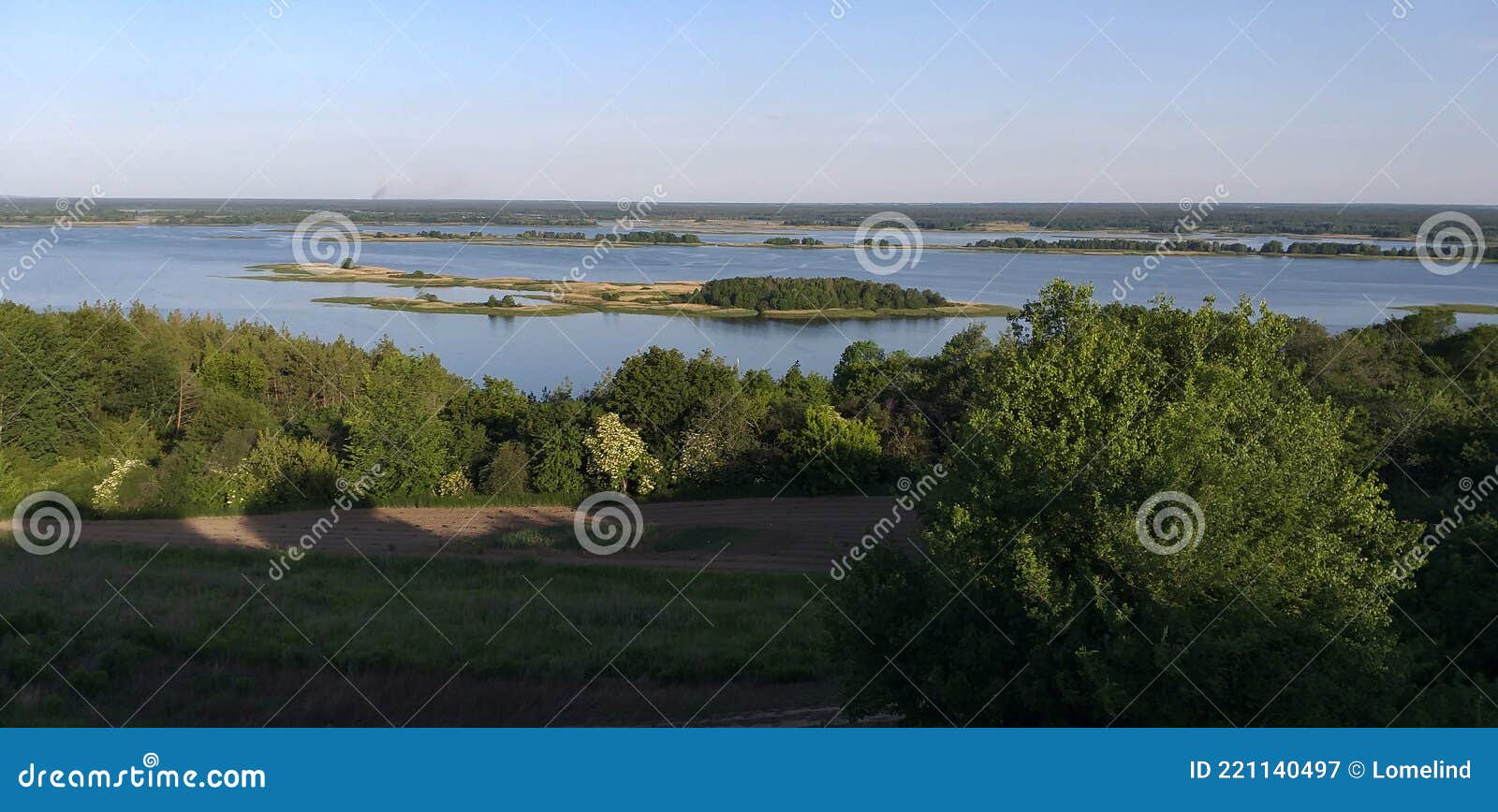 Summer Landscape and a River Far Away Stock Image - Image of foliage ...