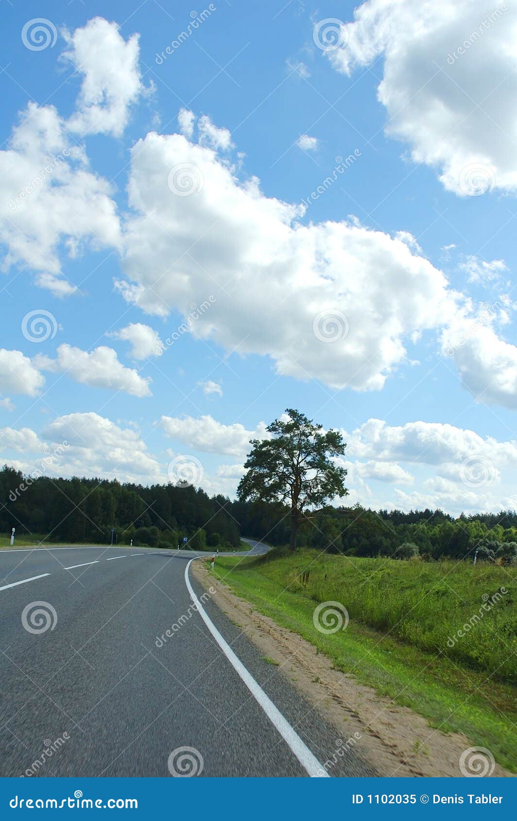 Summer landscape with road stock image. Image of meadows - 1102035