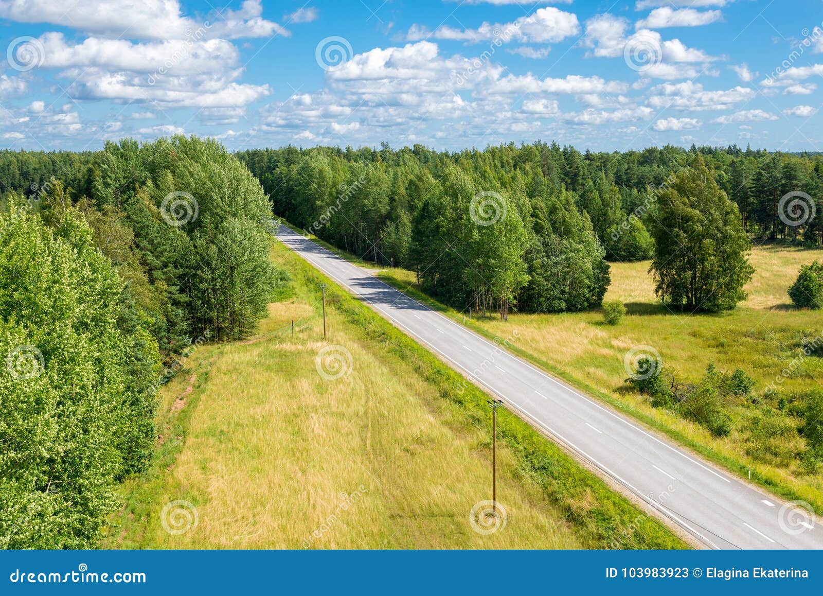 Summer Landscape with Road among the Forest Top View Stock Image ...