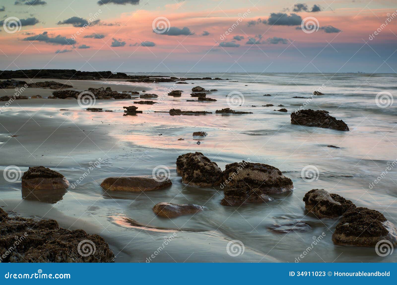 Summer Landscape with Rocks on Beach during Late Evening and Low Stock ...