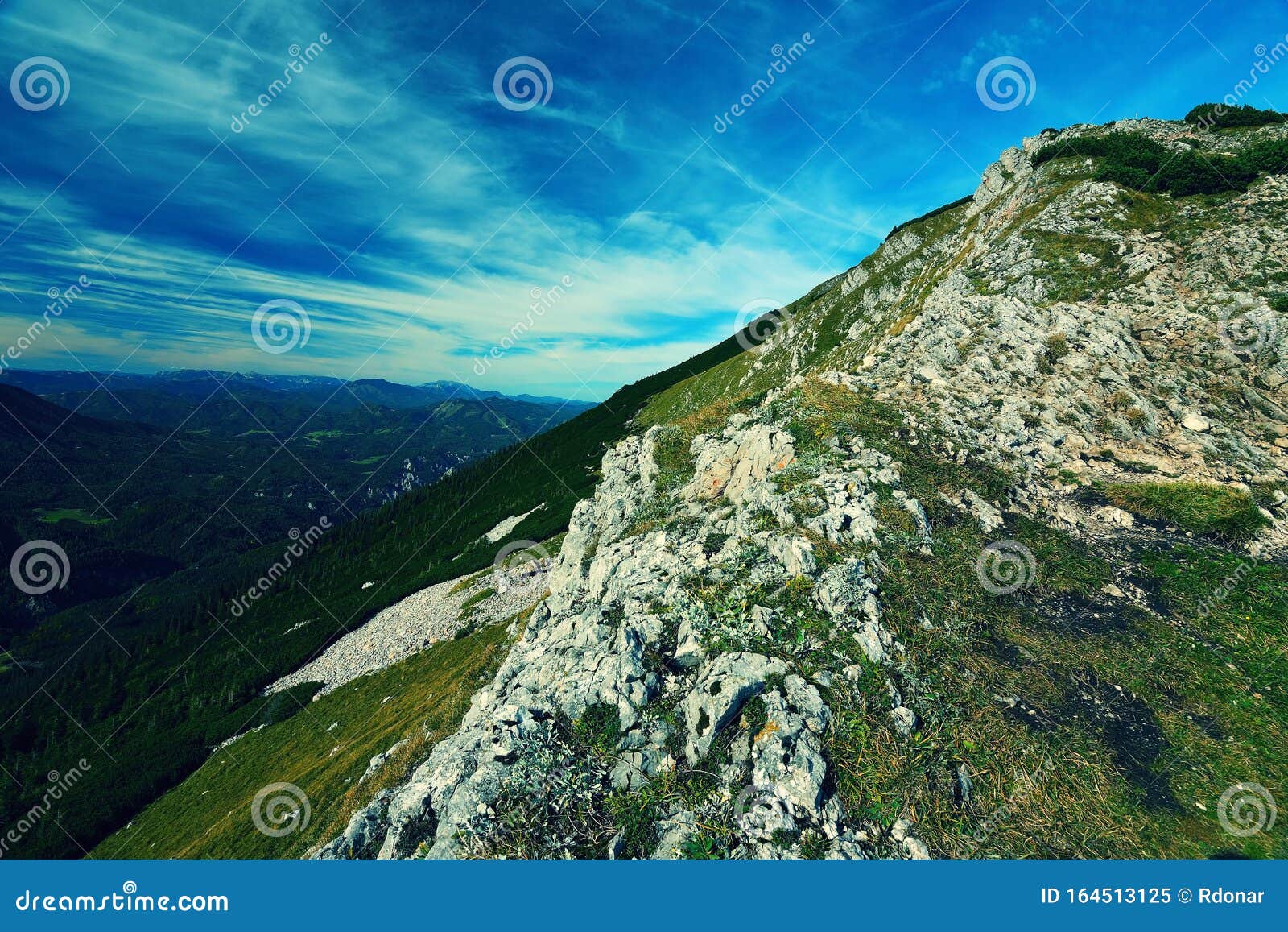 Summer Landscape with Sharp Mountain Peaks in Alps Stock Image - Image ...