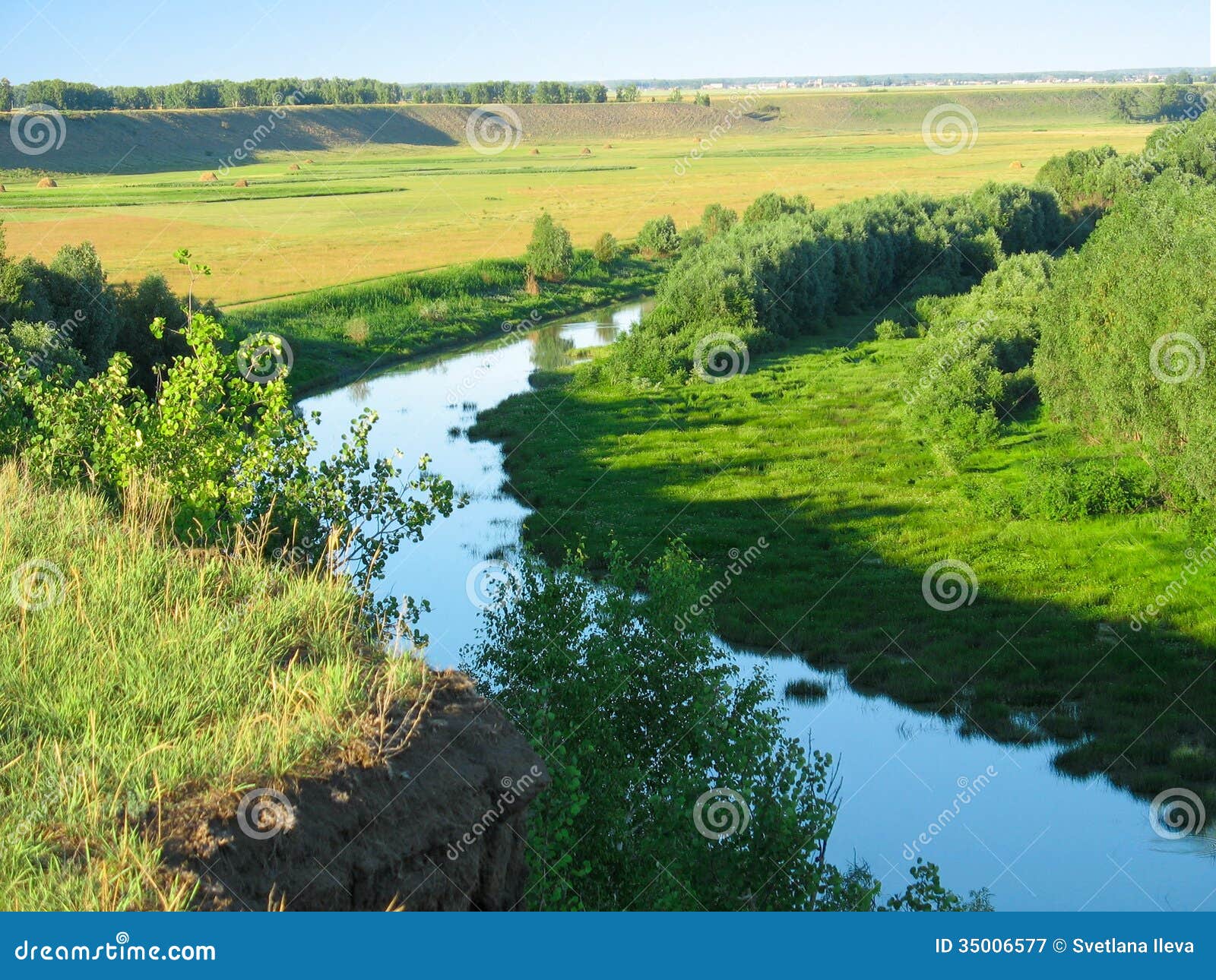 Summer Landscape. Small River Stock Image - Image of landscape, tree ...